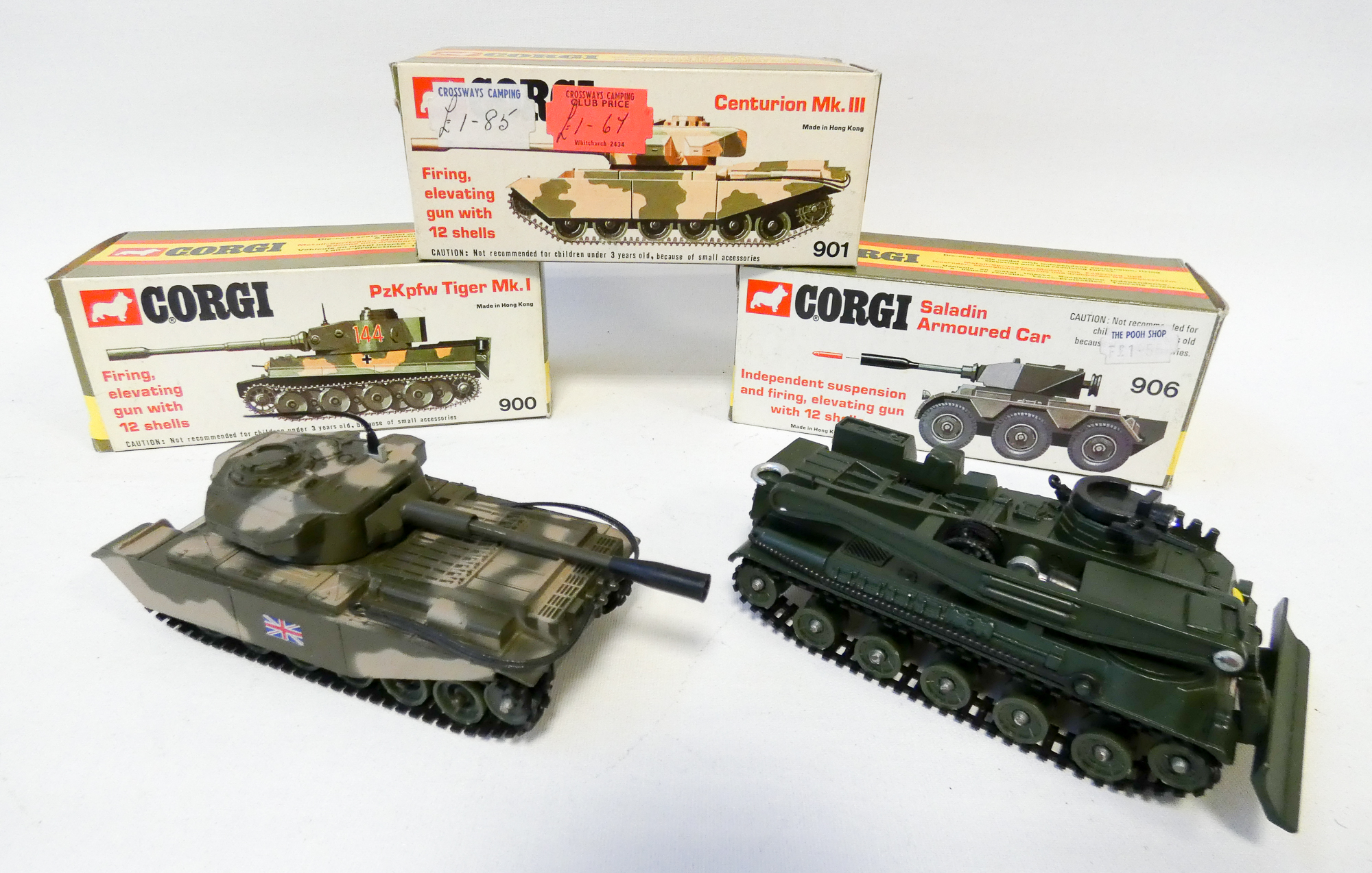 Five Corgi Diecast model tanks. Three boxed, two unboxed. Unboxed ...