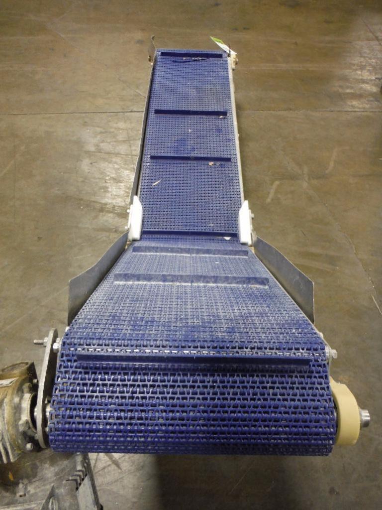 SS incline flighted belt conveyor, 80 in. long x 14 in. wide x 12 in ...