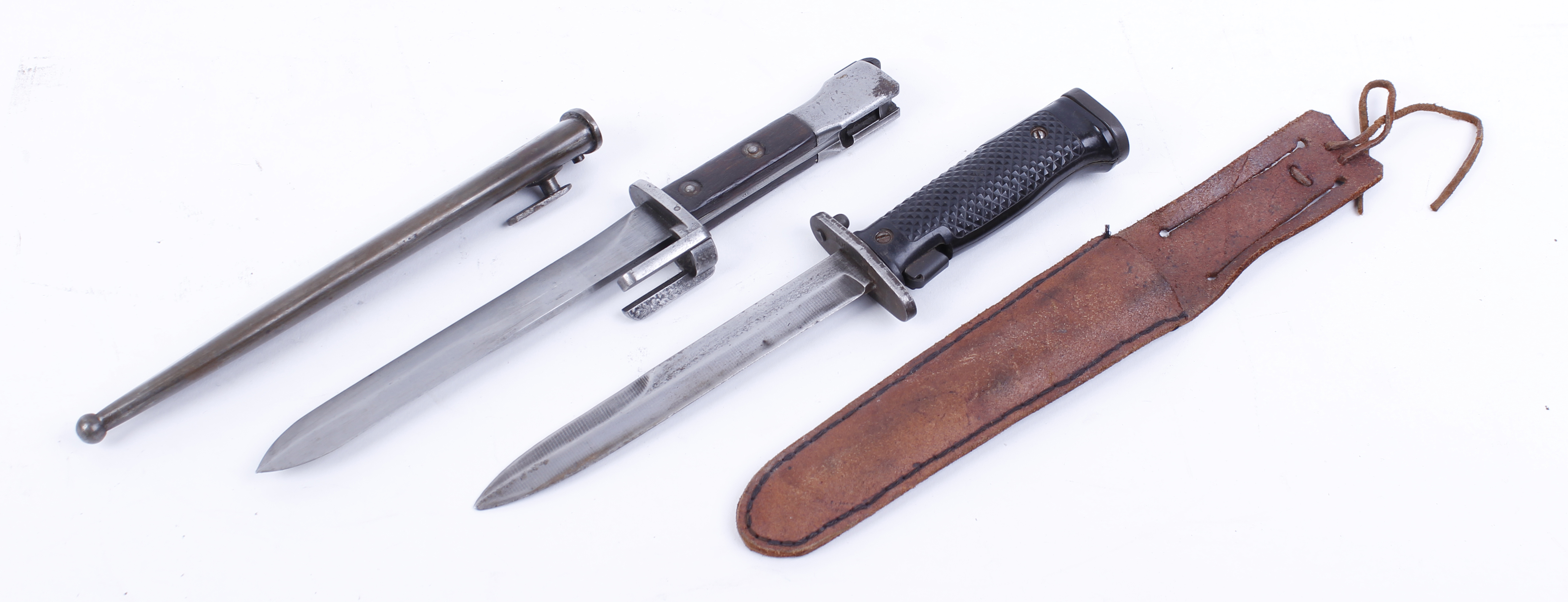 Belgian FN FAL rifle bayonet, 7 ins double edged blade, wood grips ...