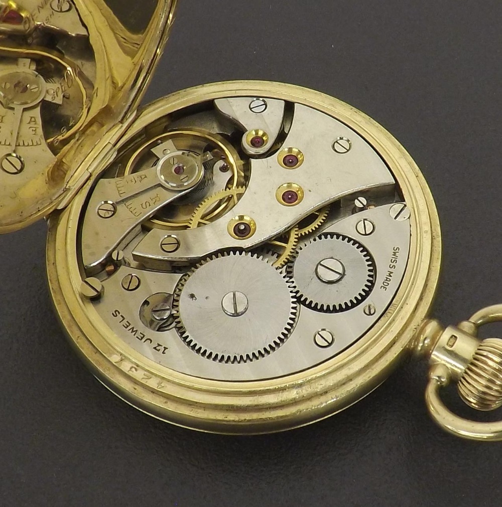 Roidor 9ct lever half hunter pocket watch, Birmingham 1946, Swiss 17 ...