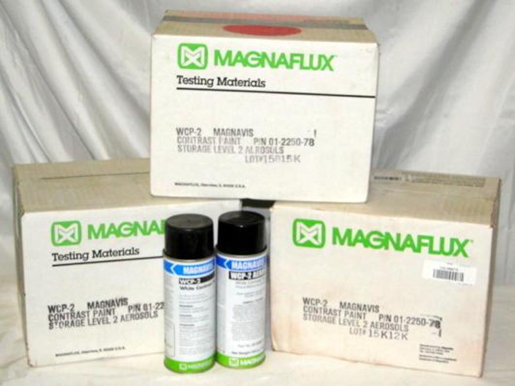 3 CASES (OR 36 CANS) WHITE CONTRAST PAINT MAGNAFLUX TESTING MATERIALS ...