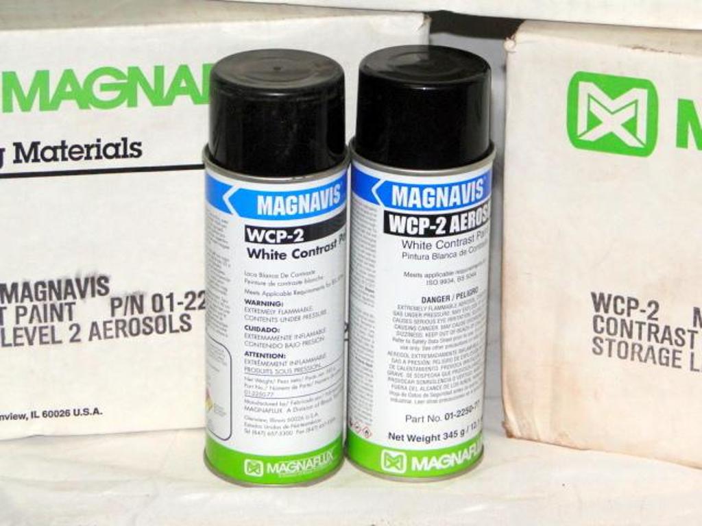 3 CASES (OR 36 CANS) WHITE CONTRAST PAINT MAGNAFLUX TESTING MATERIALS ...