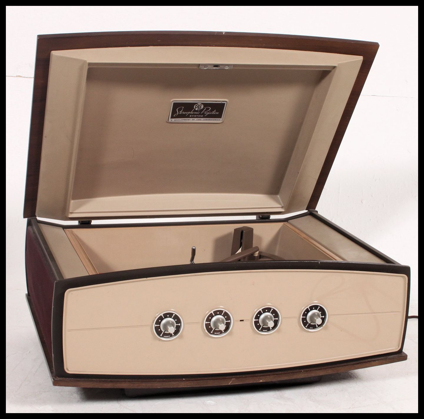 A retro PYE 1950's stereogram record player complete with instruction ...