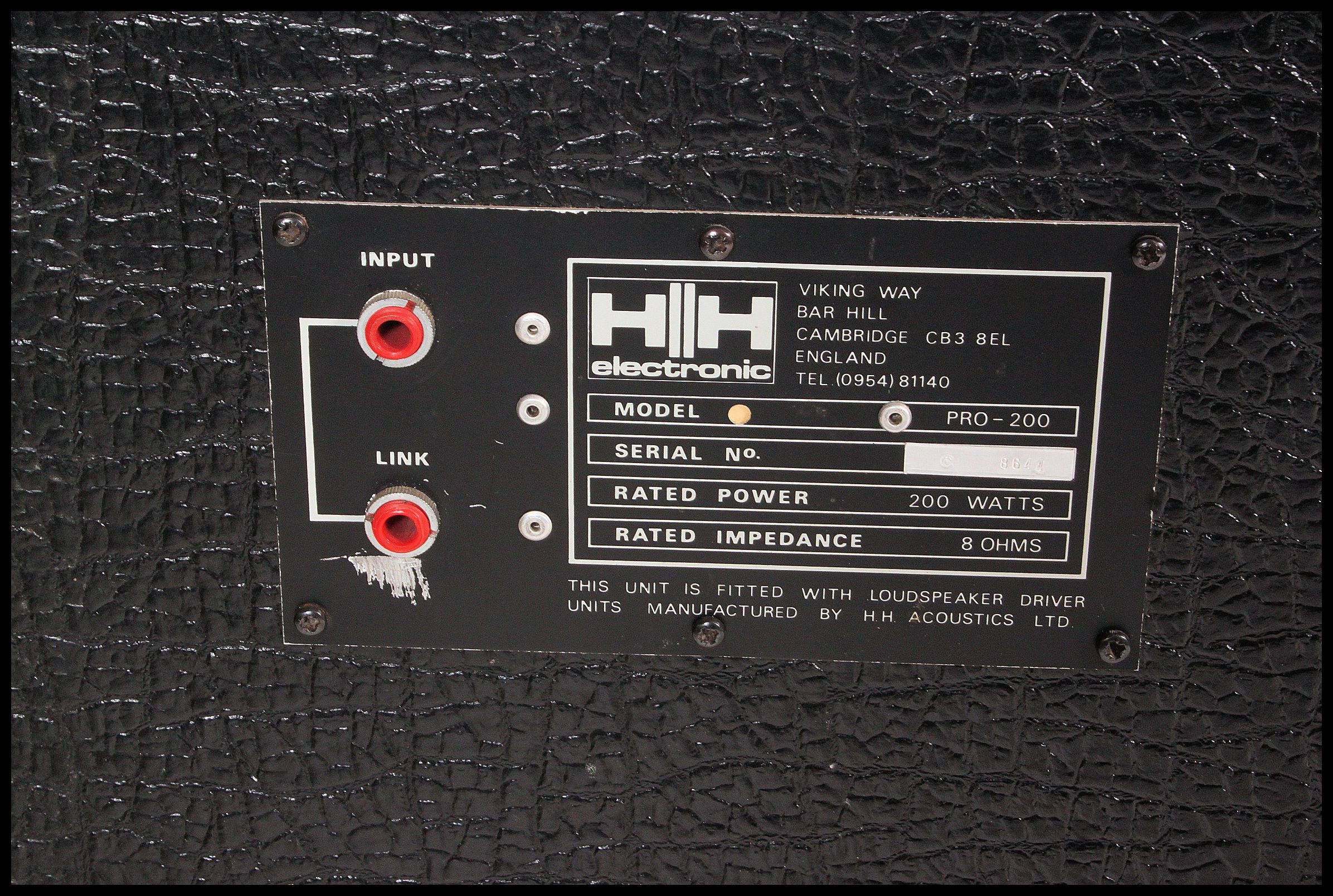 A pair of professional HH Electronic Pro 200 speakers suitable for a ...