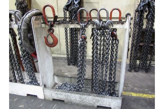 { Group of lots: 973,974 } } (4) Lifting Chains with Rack
