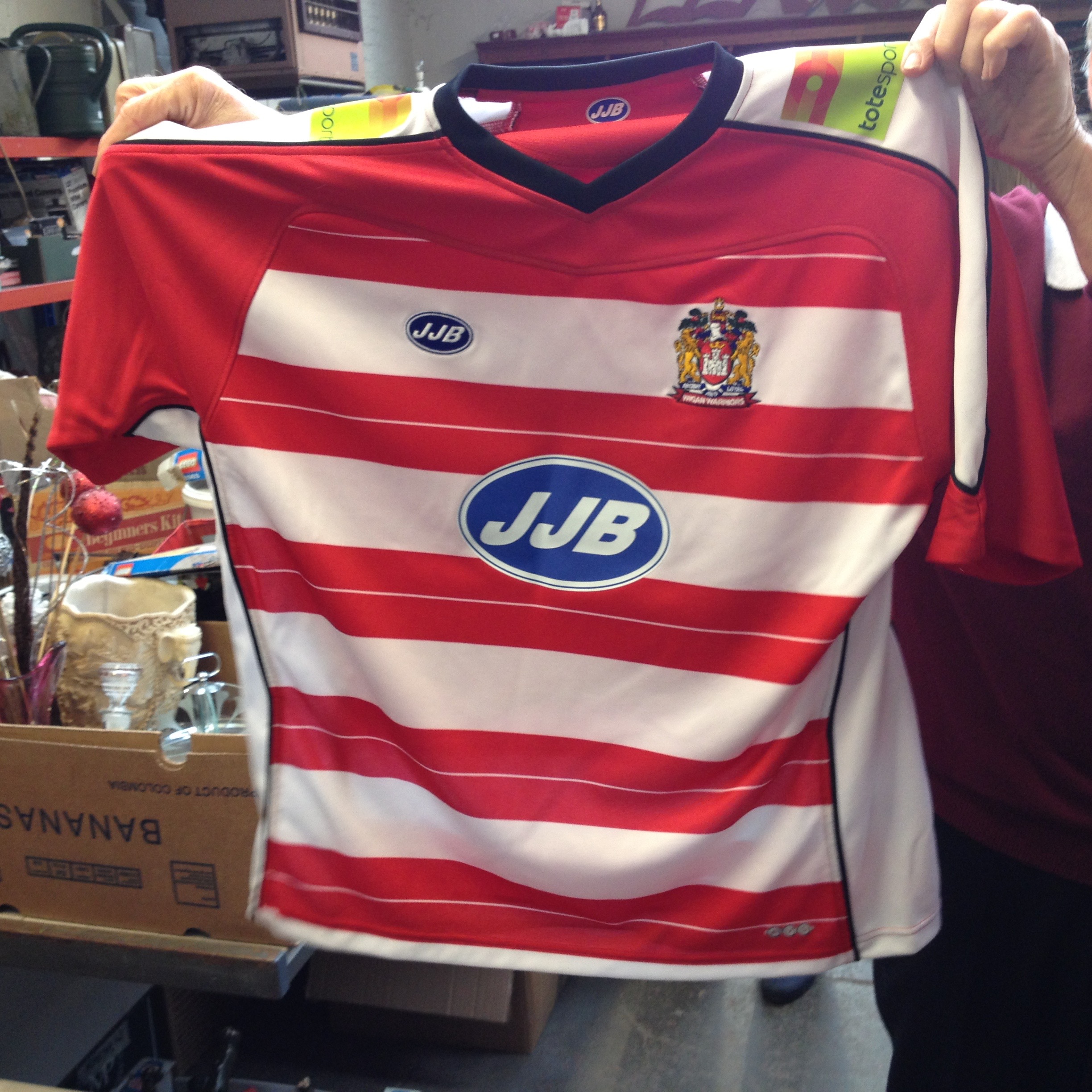 BOX OF RUGBY LEAGUE SHIRTS & 8 GERMAN FOOTBALL TEAM JACKETS