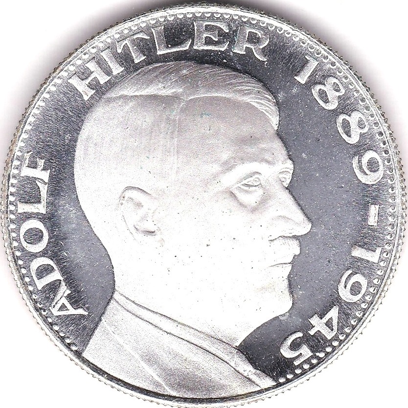 Germany Silver Medallion-proof obv Hitler 1889-1945, rev Ein Volk,Ein ...