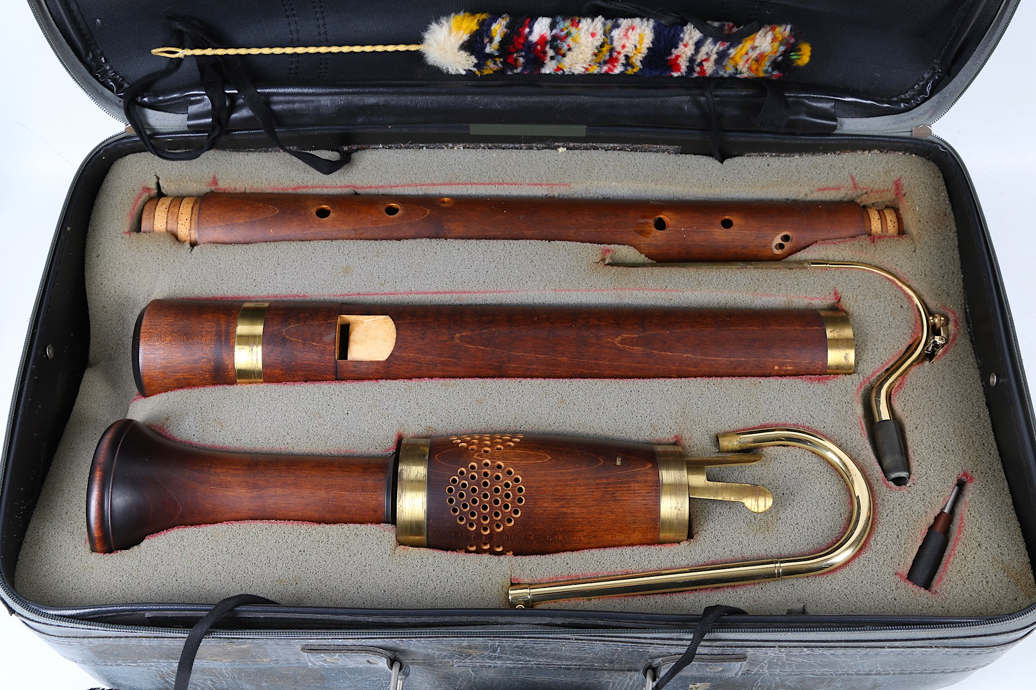 P.R. Great Bass recorder, made with stained maple wood. Comes in ...