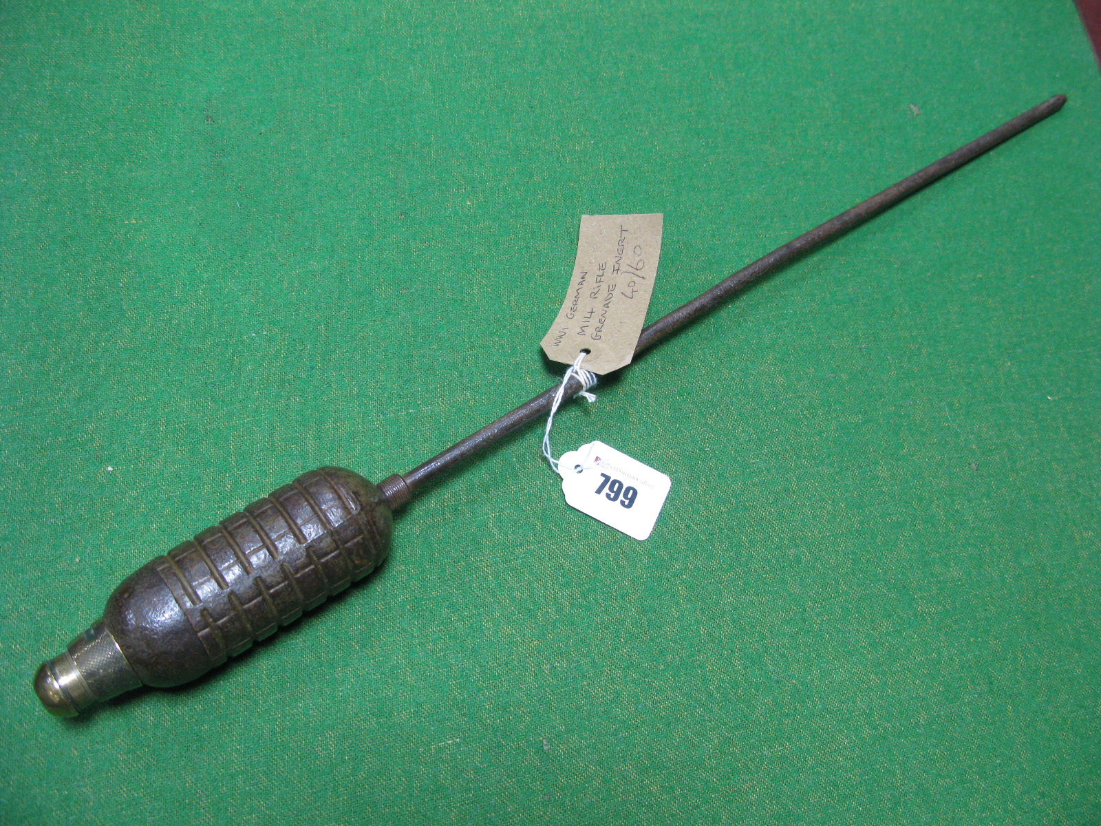 A WWI Era German M14 Rifle Grenade, brass detonator in place,, inert ...