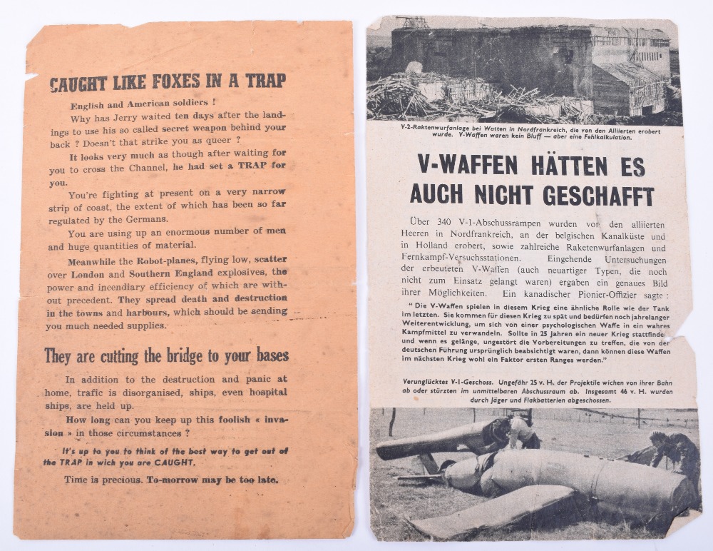 21 x WW2 Aerial Propaganda Leaflets, being examples produced by the ...