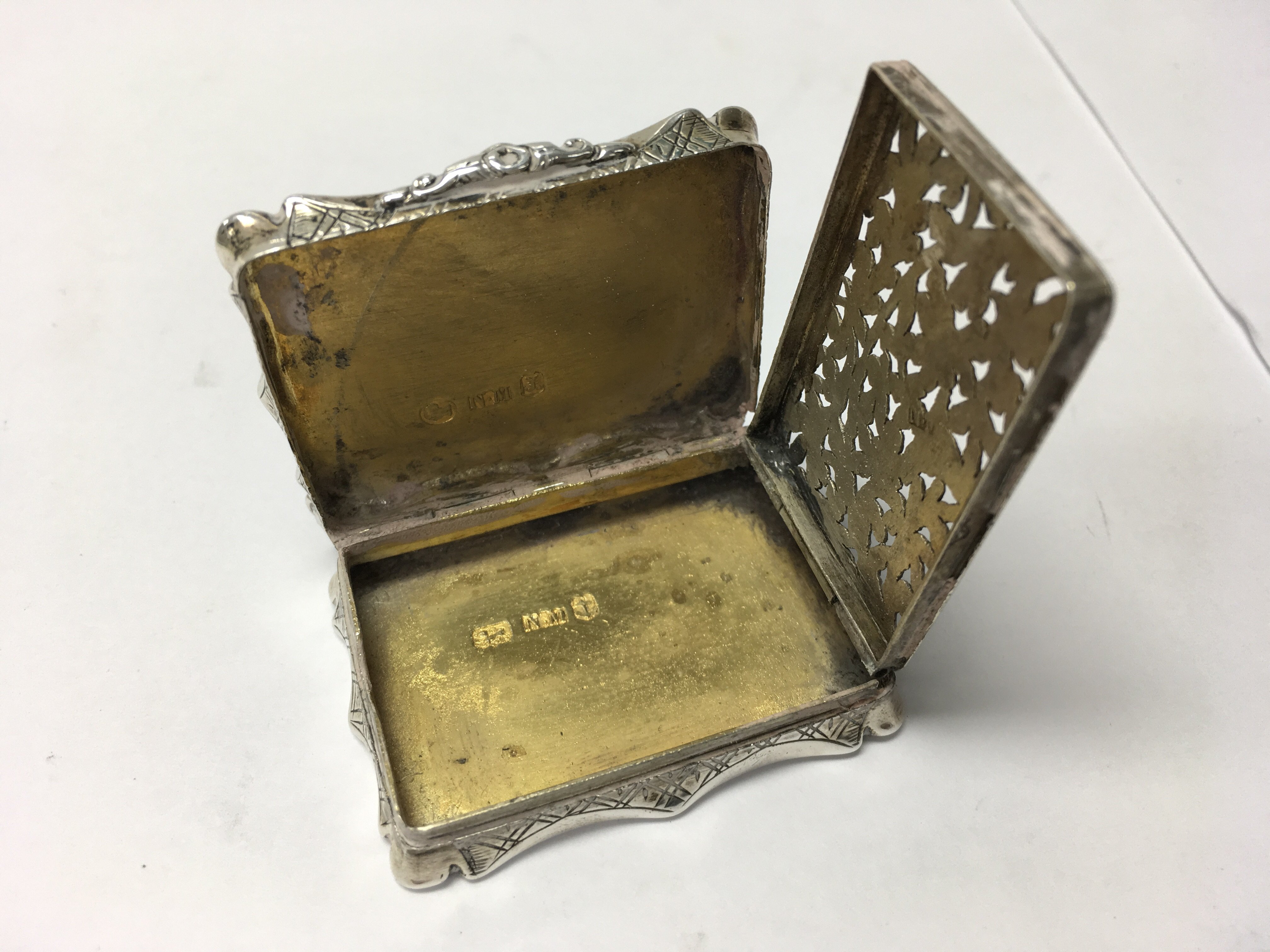 A 19th Century silver vinaigrette box Birmingham hallmarked for ...