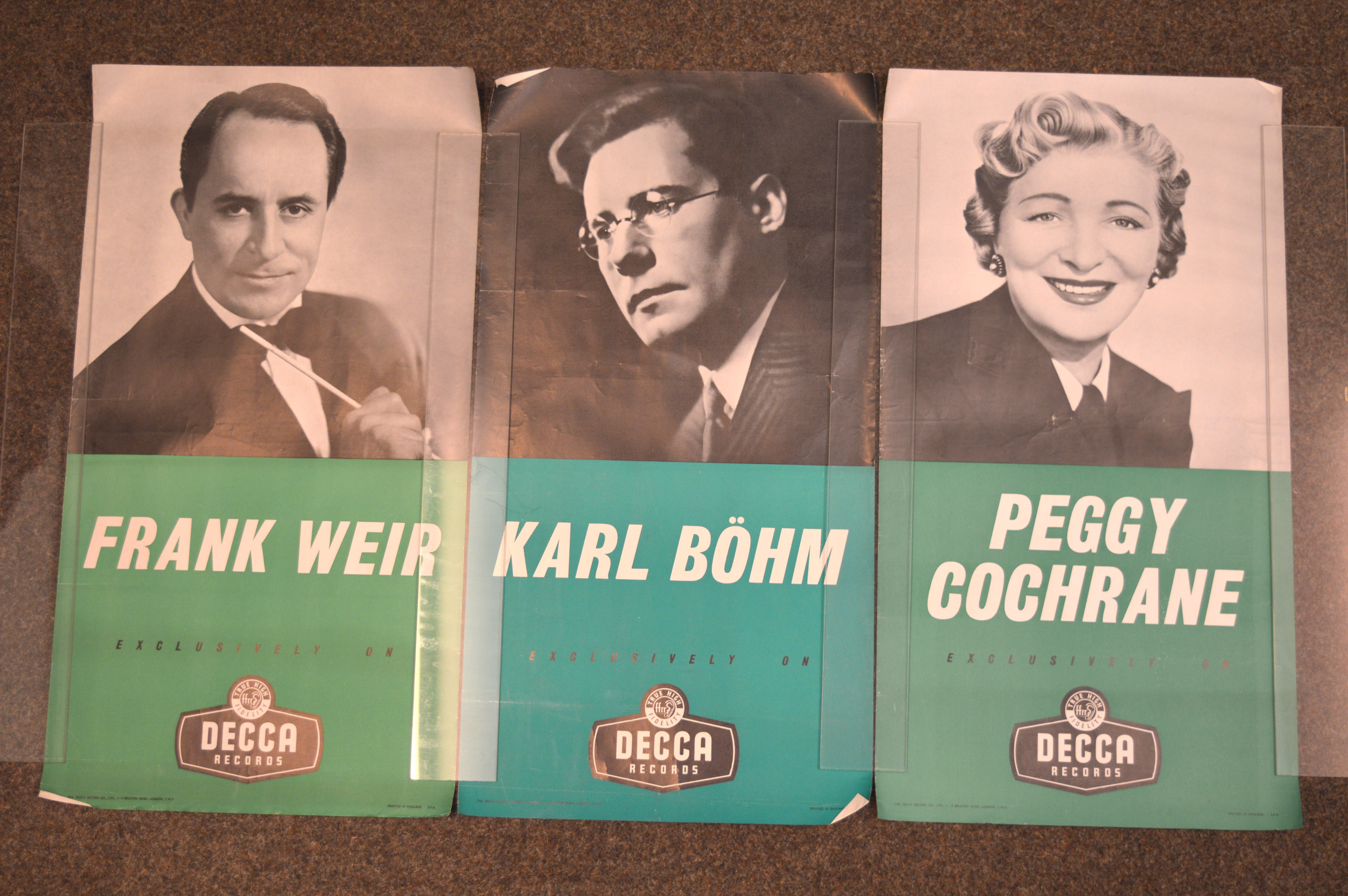 Decca vintage record label advertising posters 11x17" rolled various ...