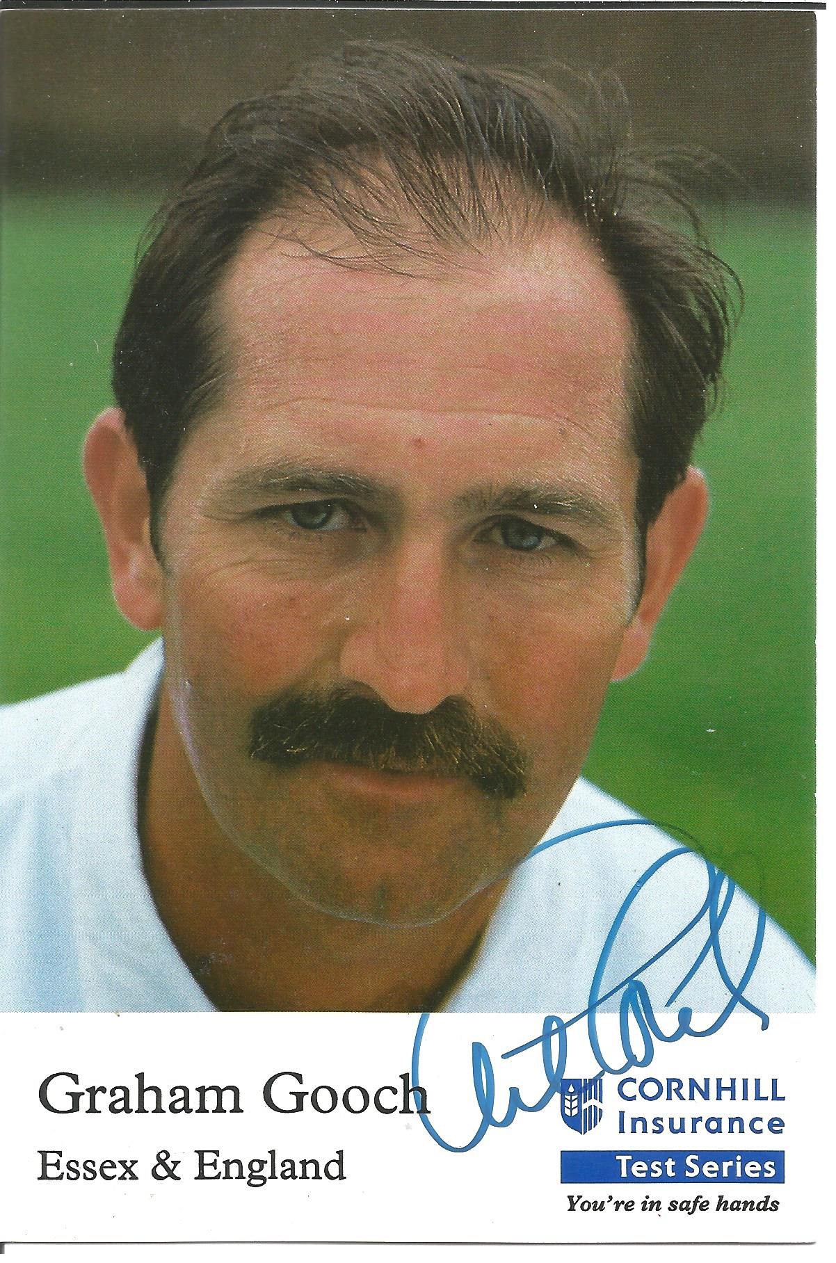 Cricket Graham Gooch 6x4 signed colour promo card. Graham Alan Gooch ...
