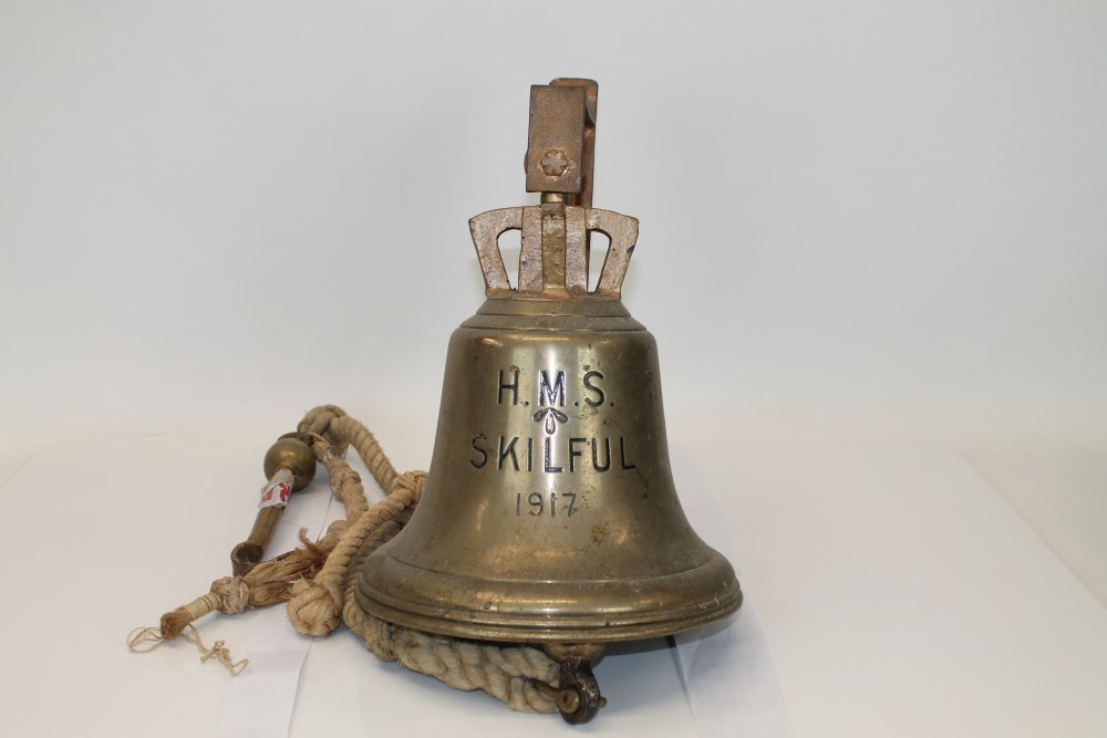 First World War bronze ships' bell, HMS - auctions & price archive