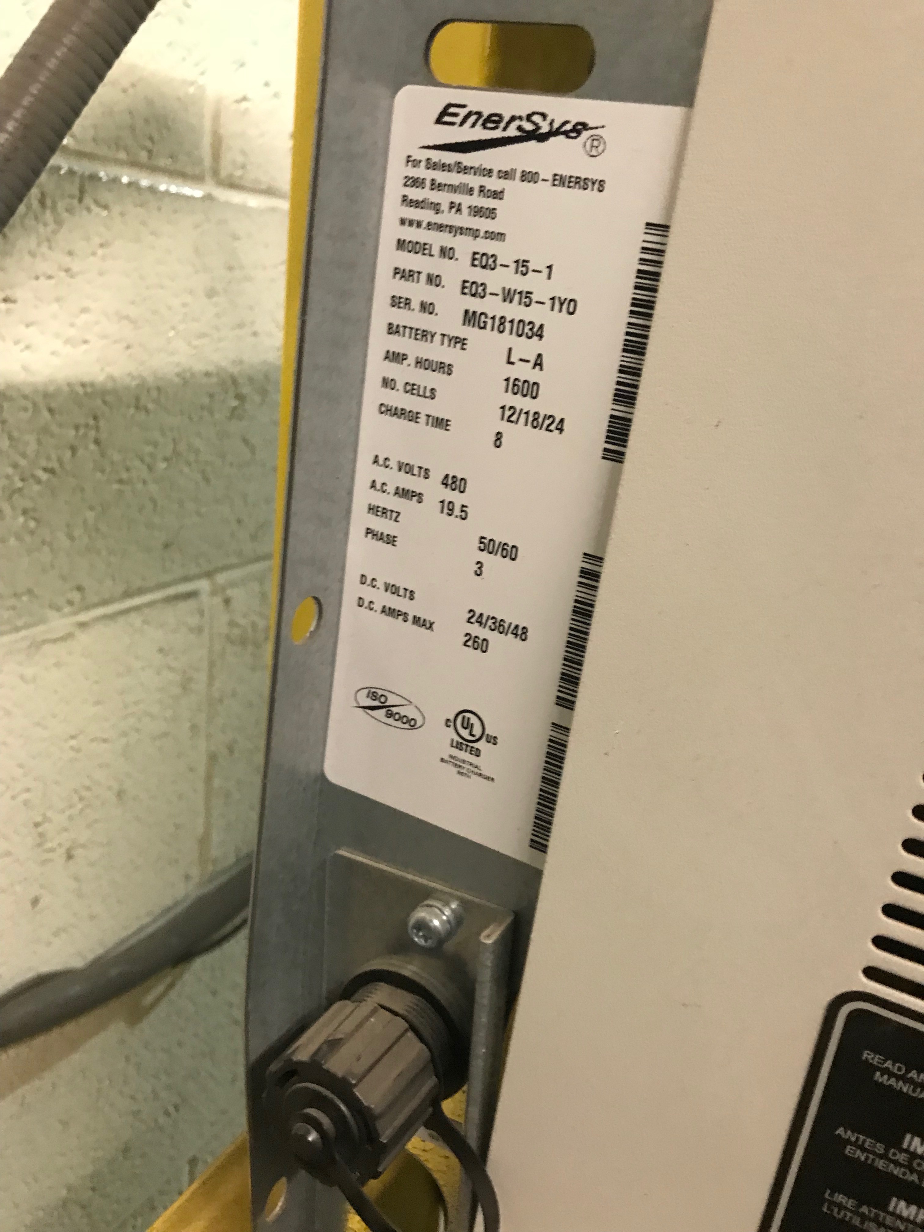 Enersys Enforcer HF IQ Battery Charger, 24/36/48 Volts, 480 V Input ...