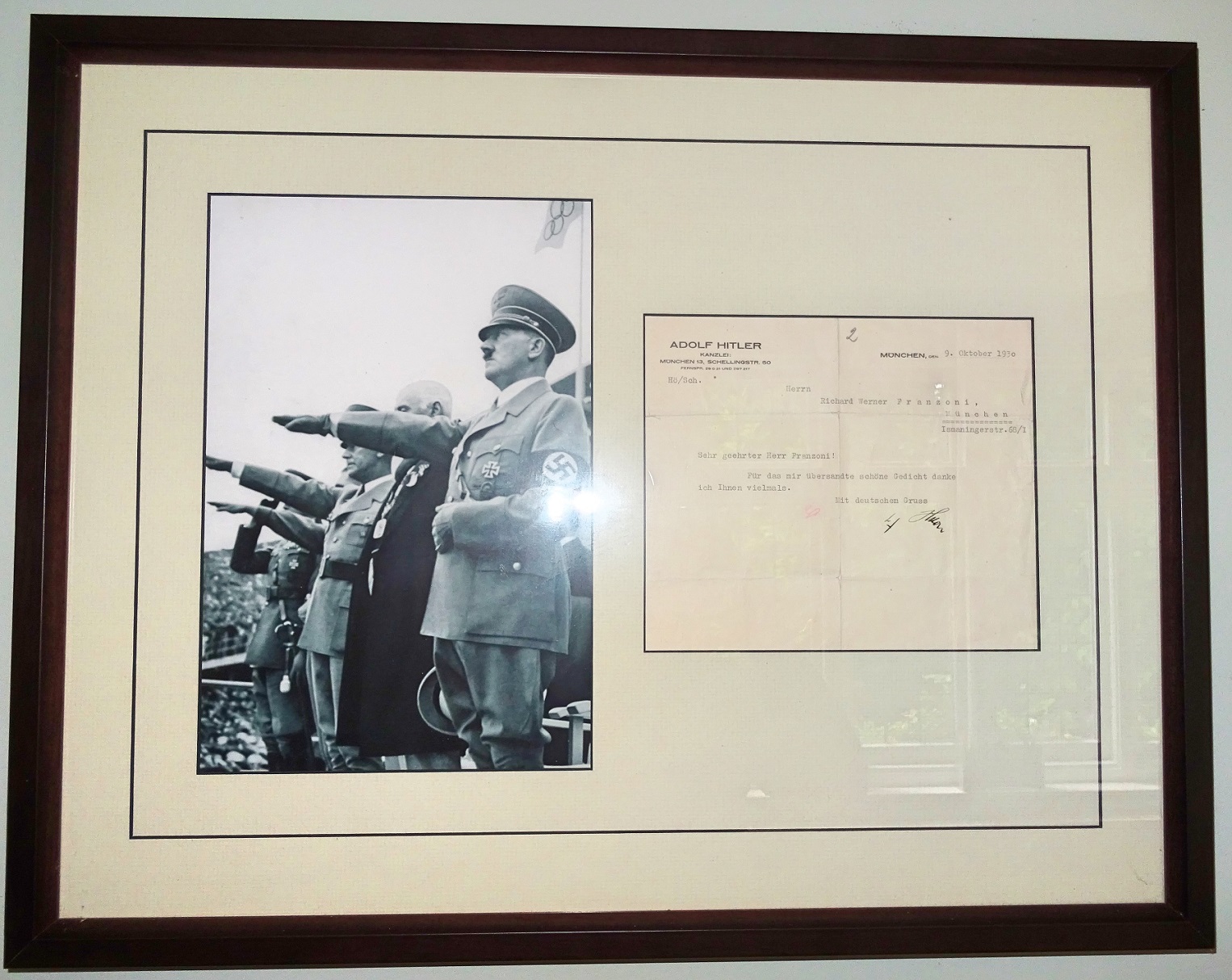 Adolf Hitler autograph, type written letter 20cm z 17cm on Munich ...