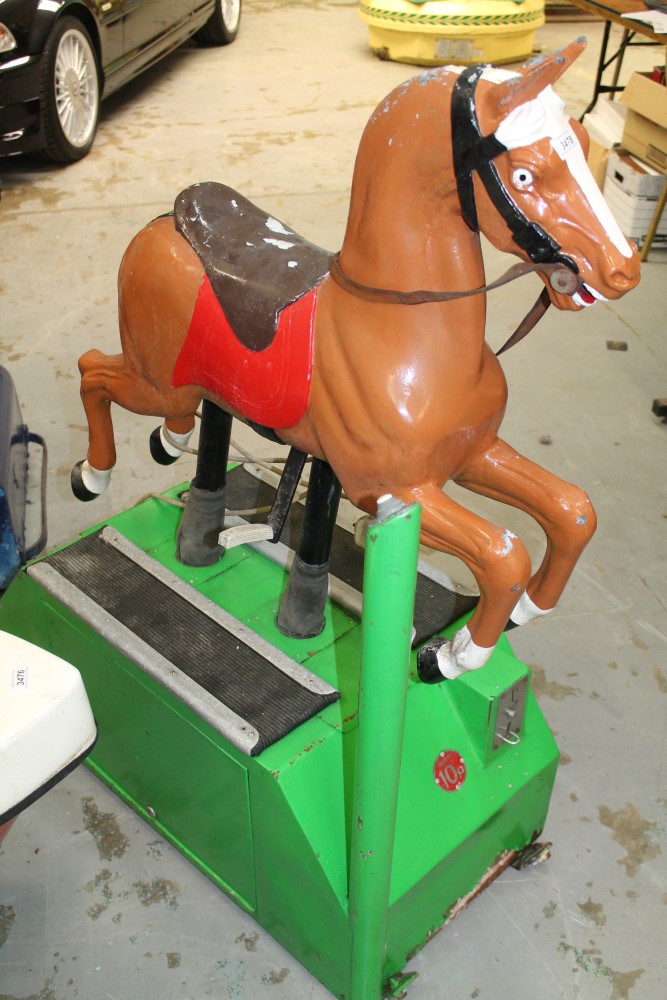 Vintage amusement arcade coin operated cast metal ride-on horse