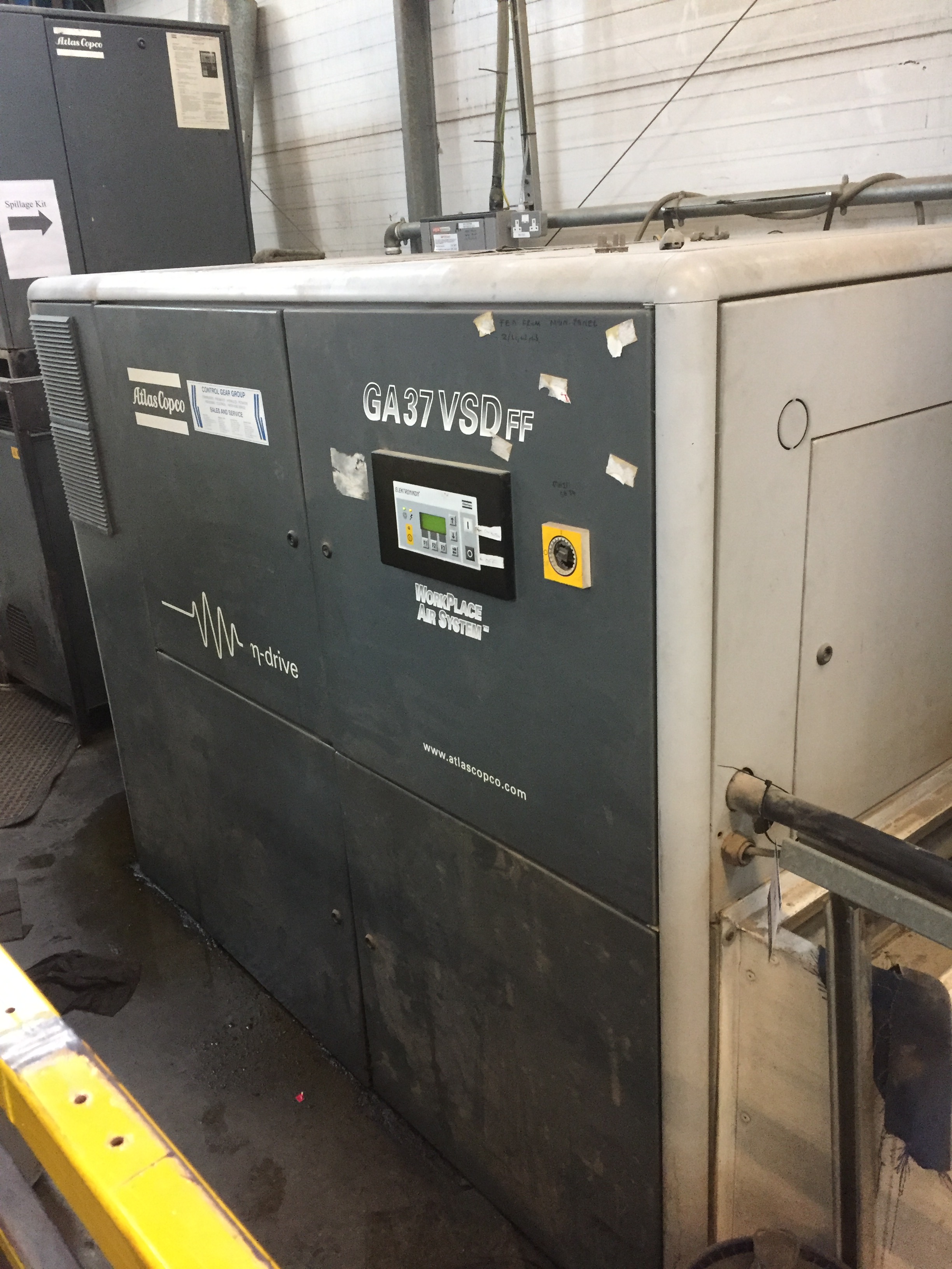 Atlas Copco GA37VSD FF rotary screw compressor, Serial No. A11 352702 ...