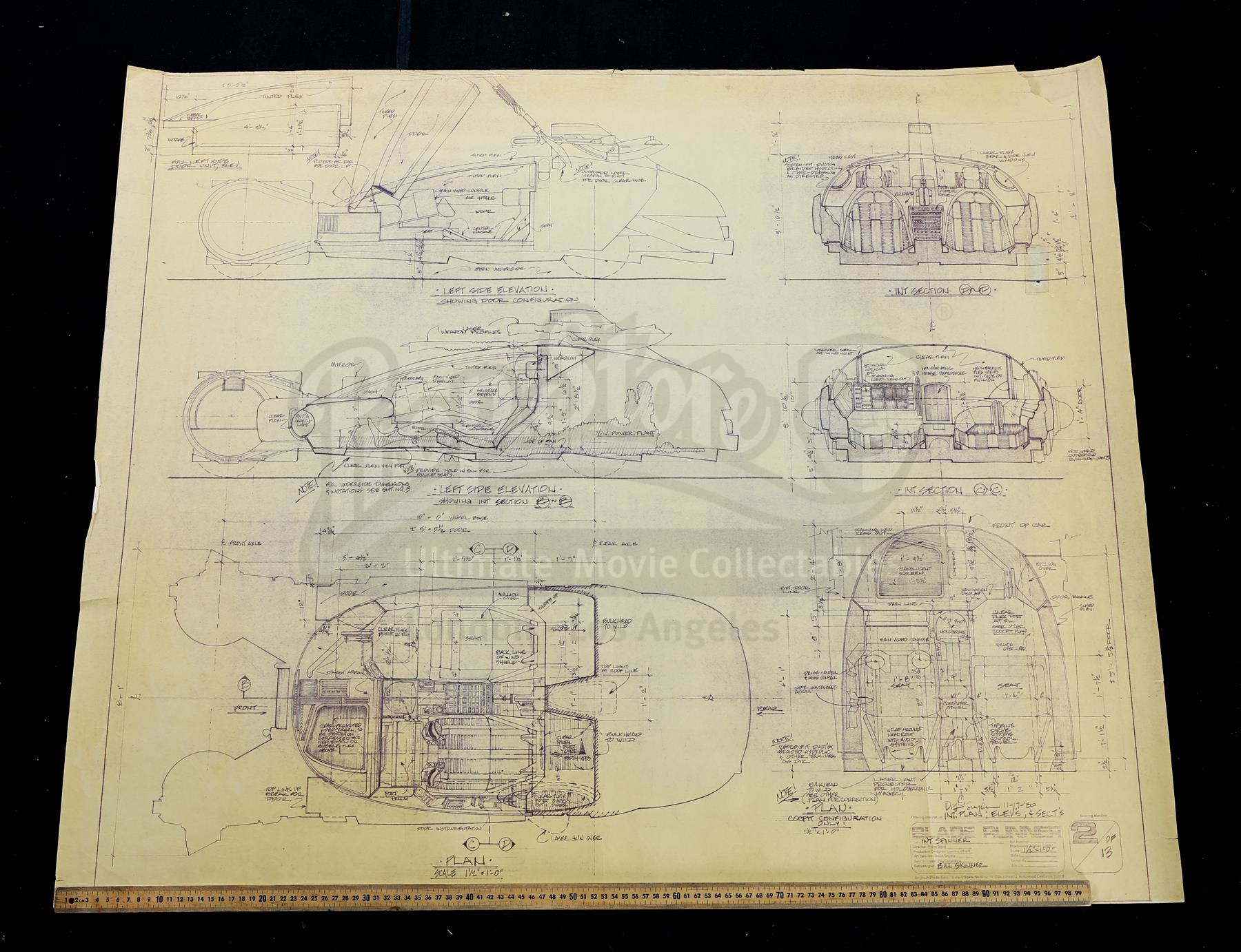 A spinner blueprint from the production of Ridley Scott's sci-fi ...