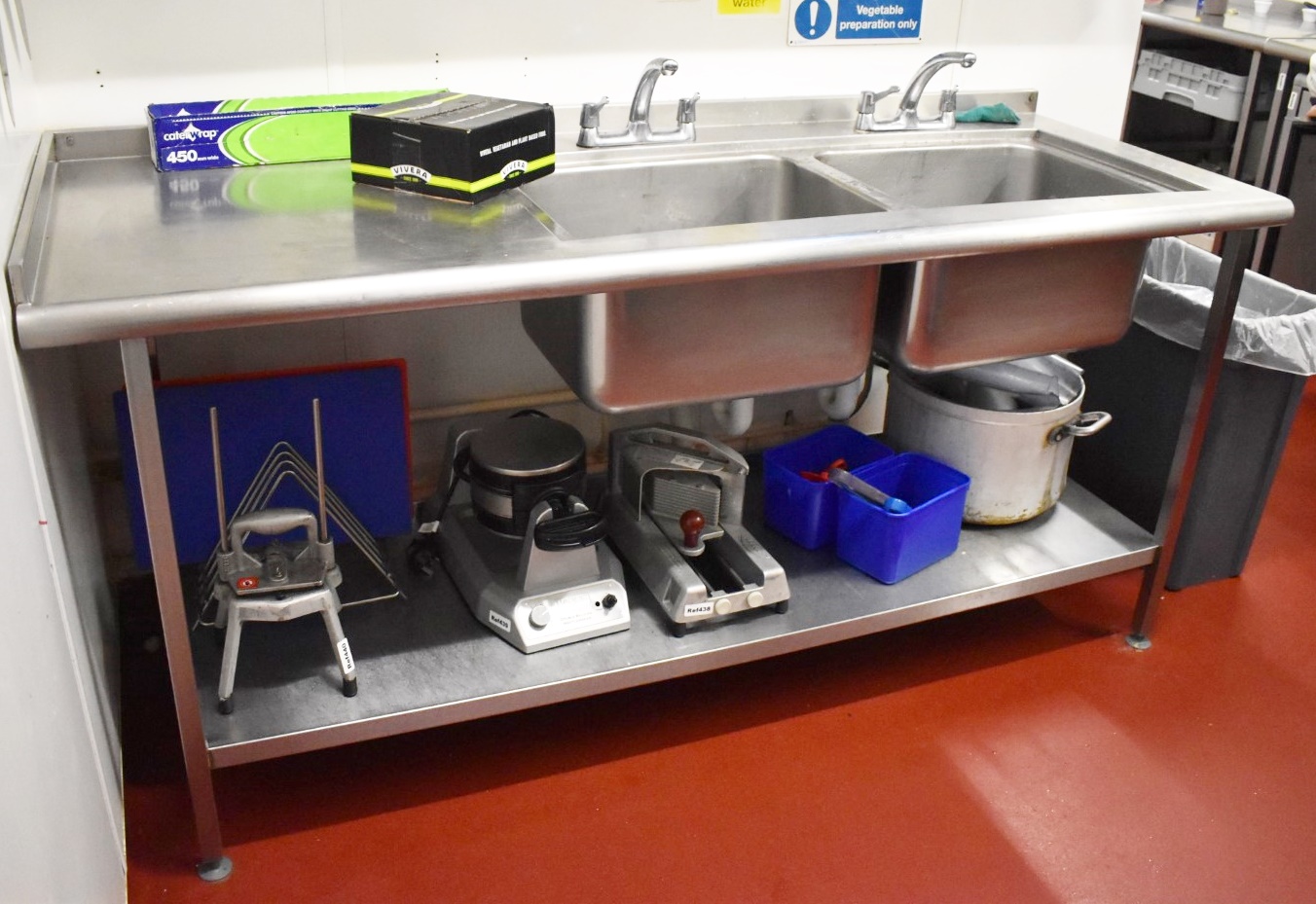 1 x Stainless Steel Double Sink Basin Wash Stand With Mixer Taps ...