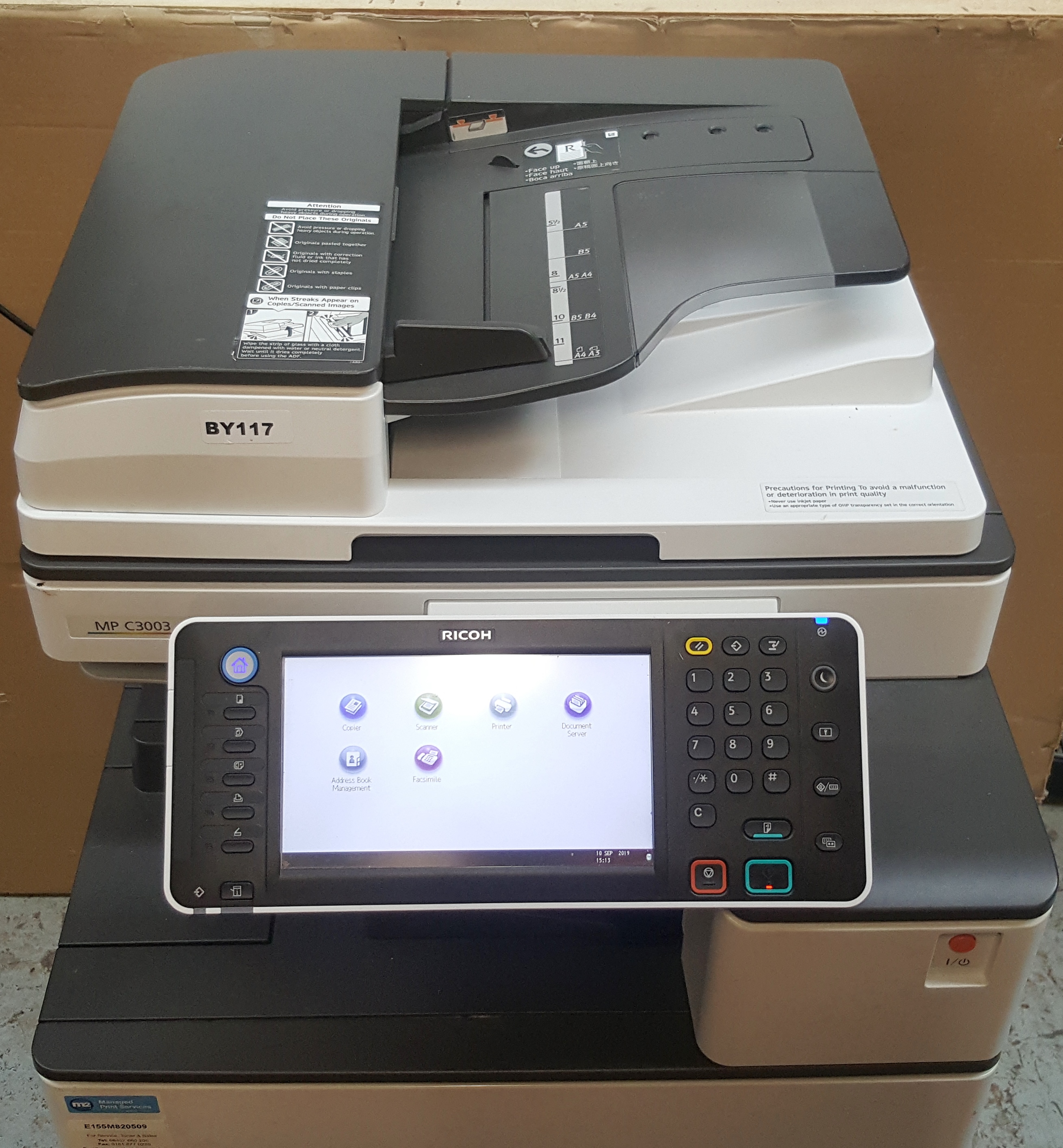 1 x RICOH MP C3003 Color Laser Multifunction Office Printer - BY117 ...