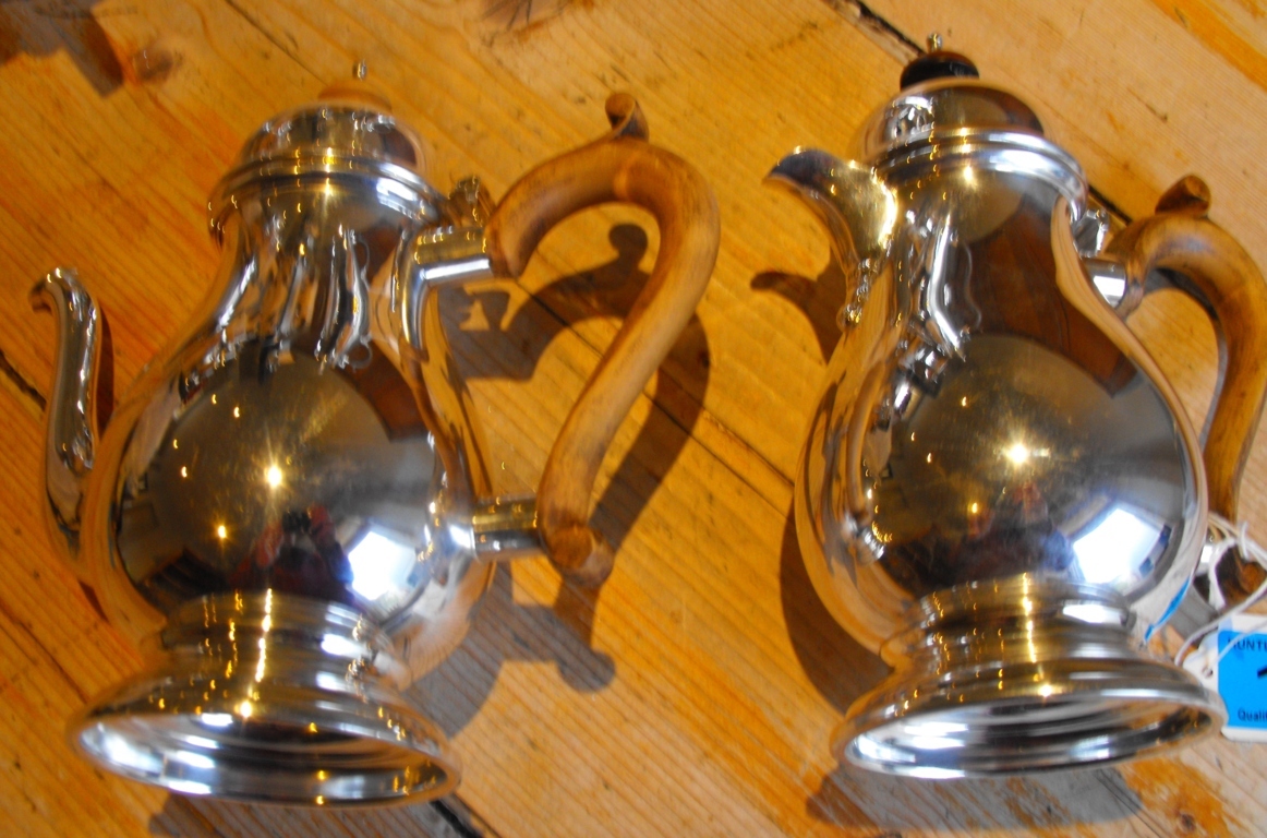 Antique Lot of 2 Silver Pots each 7 1/2" tall - total weight 1057 grams ...