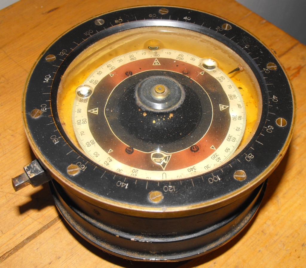 Vintage Boxed Japanese Marine Gimbal Compass - 6 1/2" diameter in box 7 ...