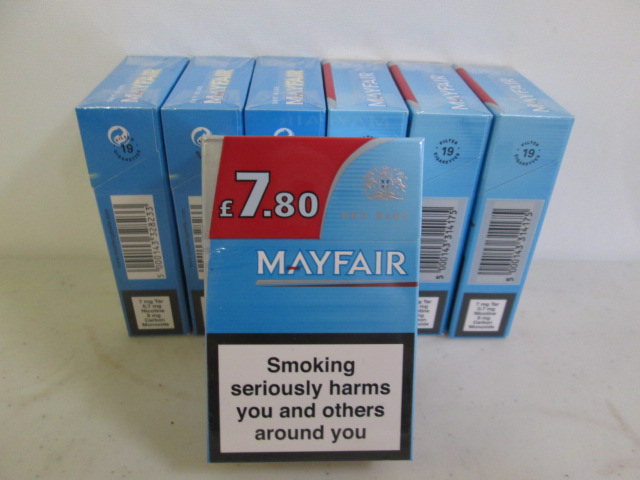 7 x Packets of 19 Mayfair Sky Blue Cigarettes RRP £ 54.60