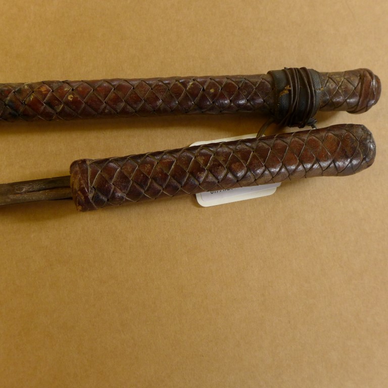 An officers leather covered swagger sword stick, early 20th Century31cm ...