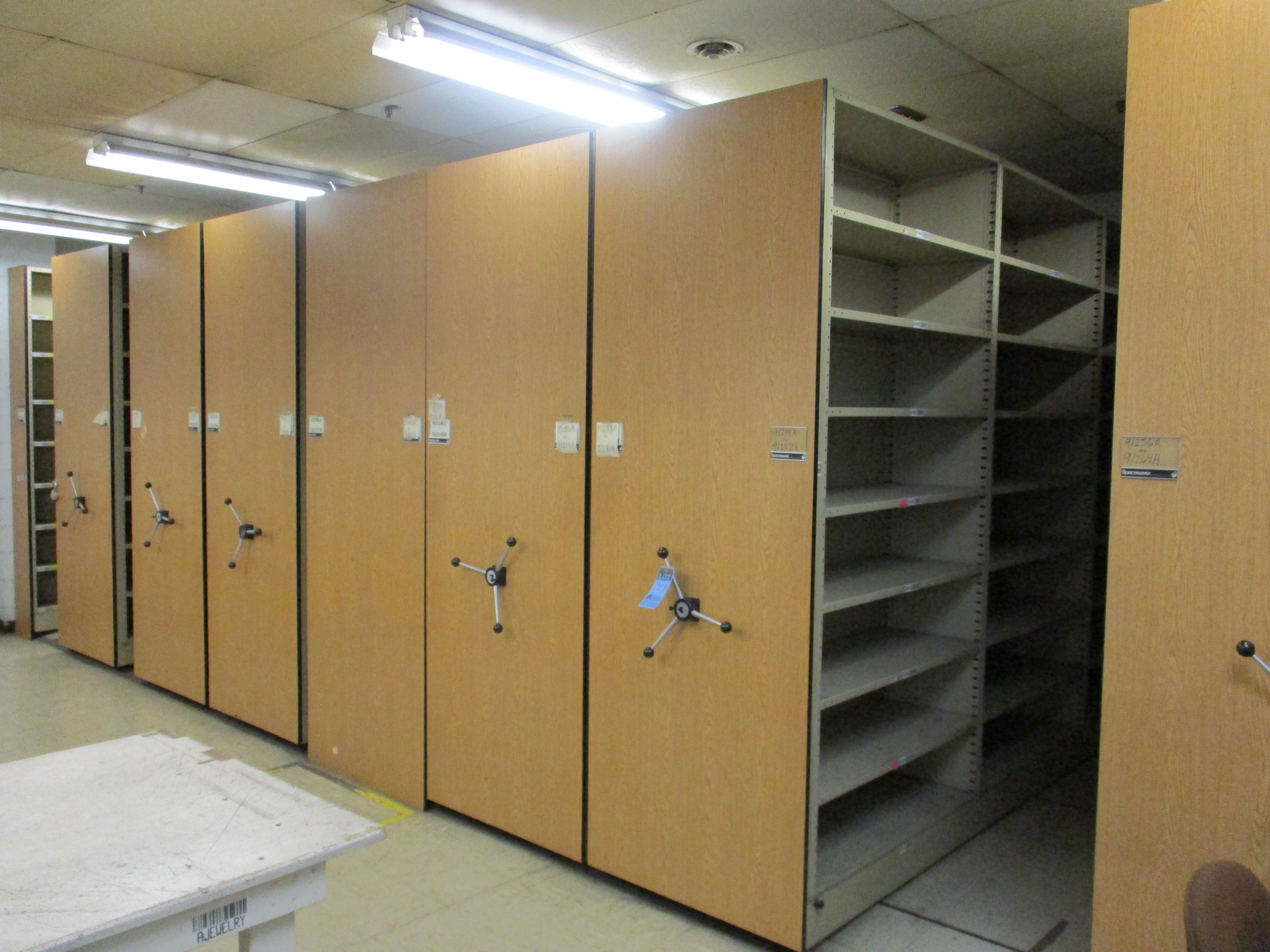 SPACE SAVER CORP HIGH DENSITY MOBILE STORAGE SYSTEM, (16) STORAGE ...