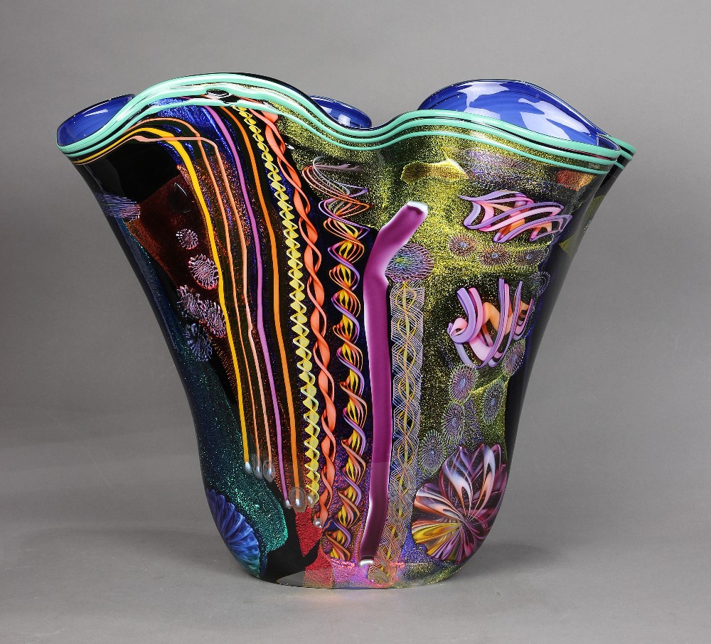 James Nowak (American b.1956) art glass vase, having a flared rim ...