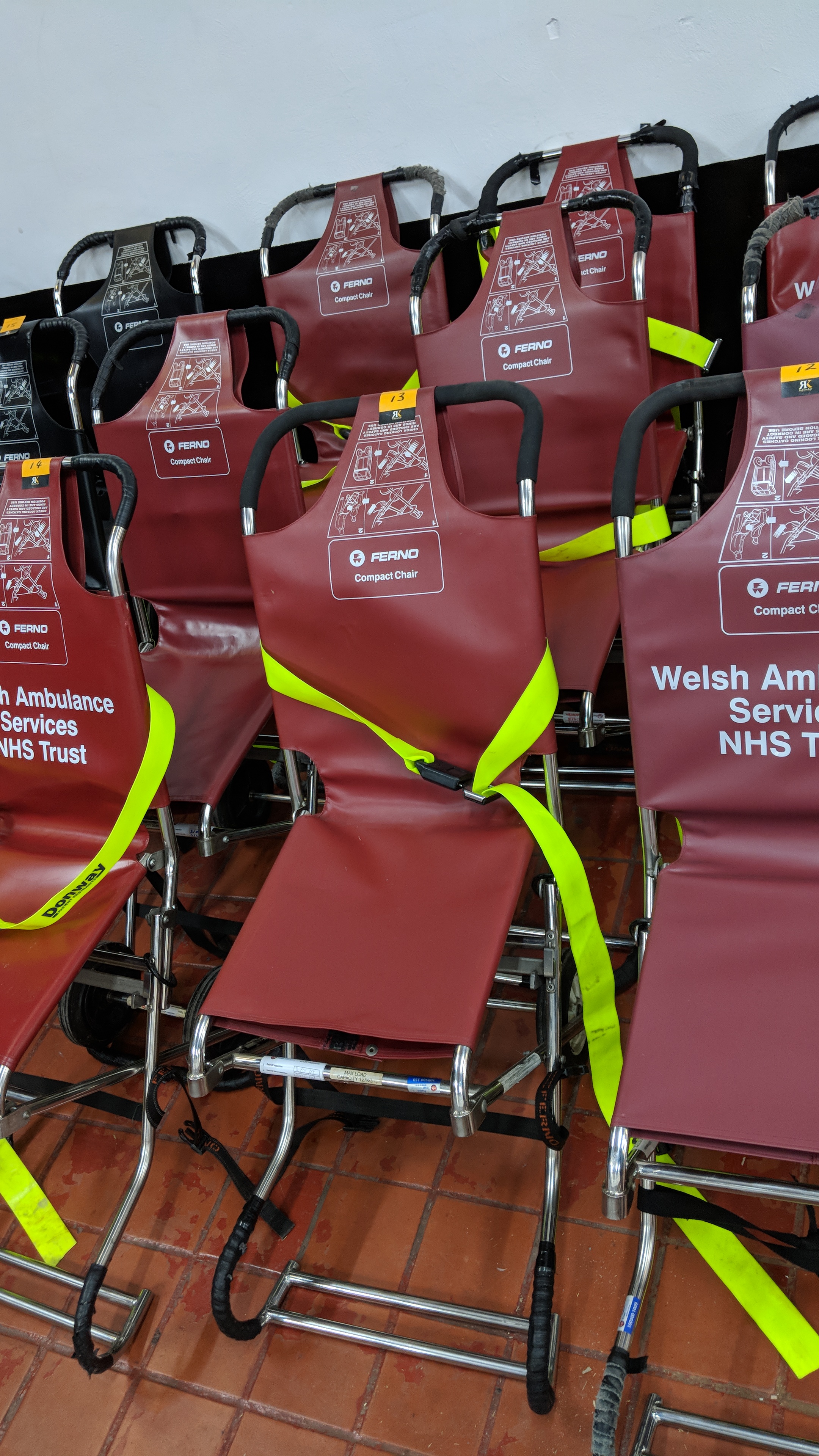 3 off Ferno Compact Patient Carry Chairs in red. Normally c £500 each ...