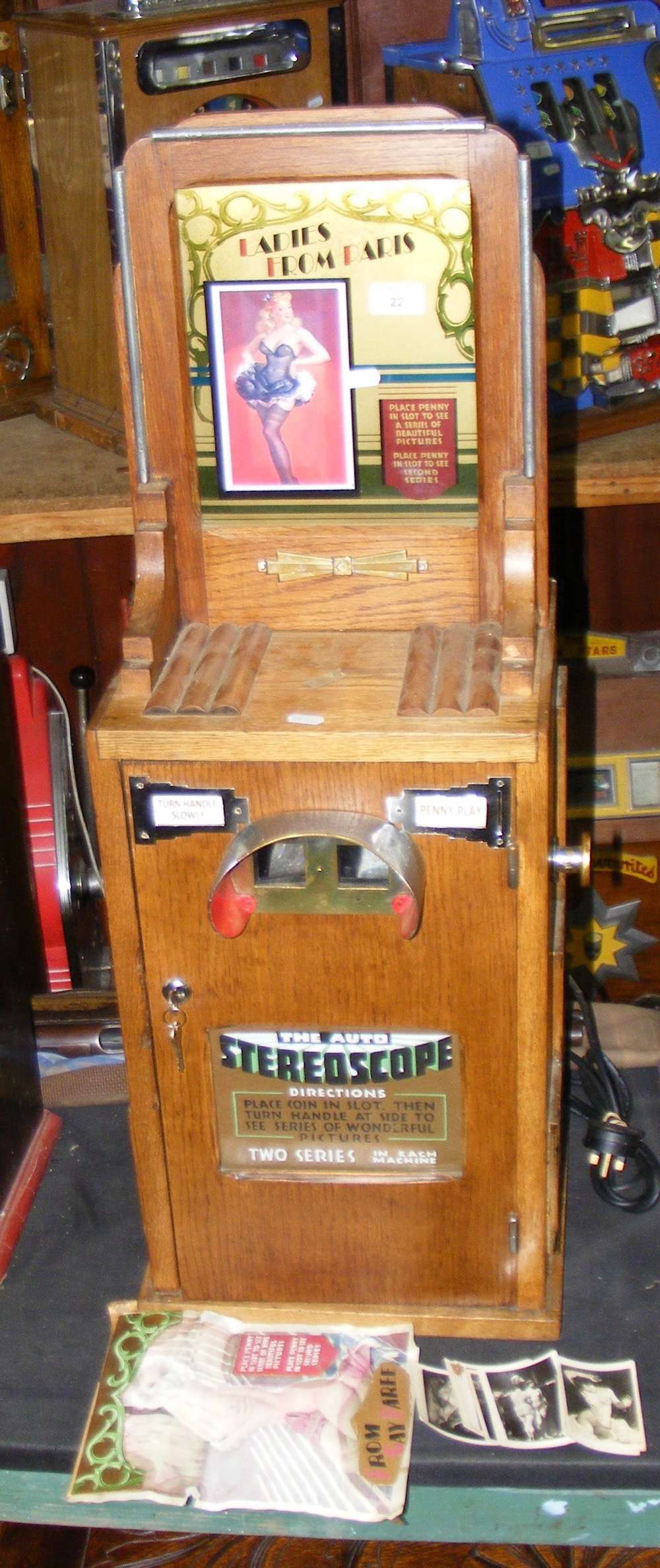 A Stereoscope amusement arcade coin operated viewer "Ladies From Paris"