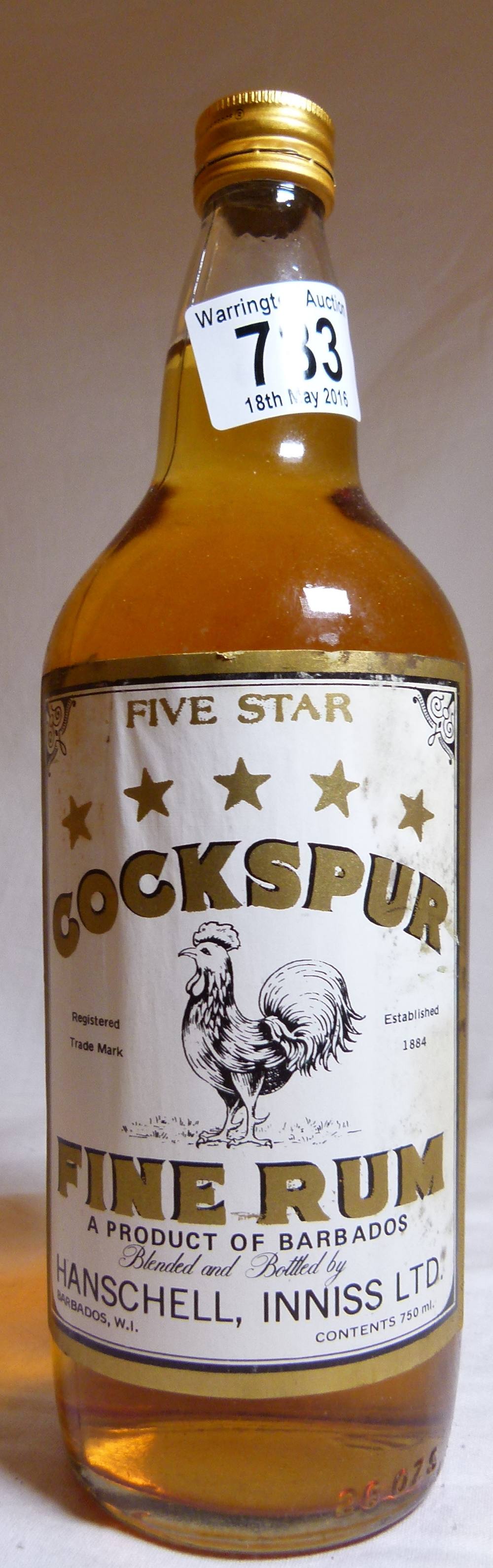 COCKSPUR RUM. Boxed bottle of 750ml Cockspur fine Barbados rum