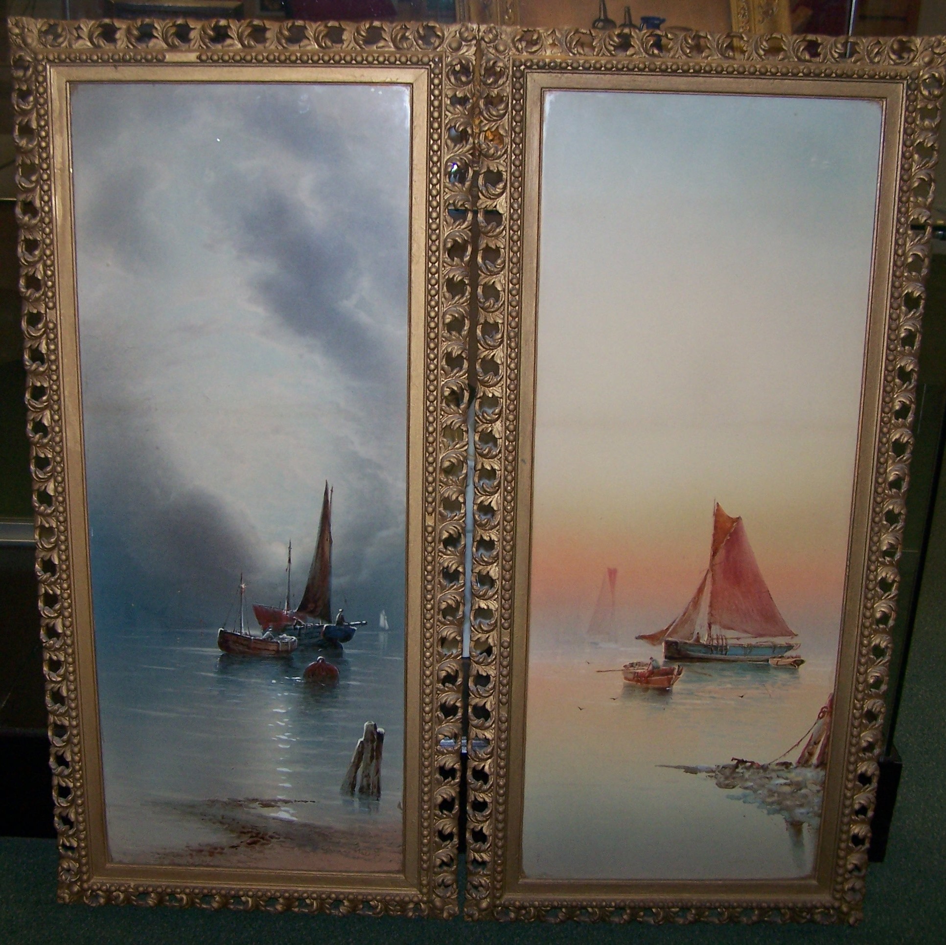 GARMAN MORRIS (fl.1900-1930); 'Moon Rise' and 'Sunset', Watercolours, a ...