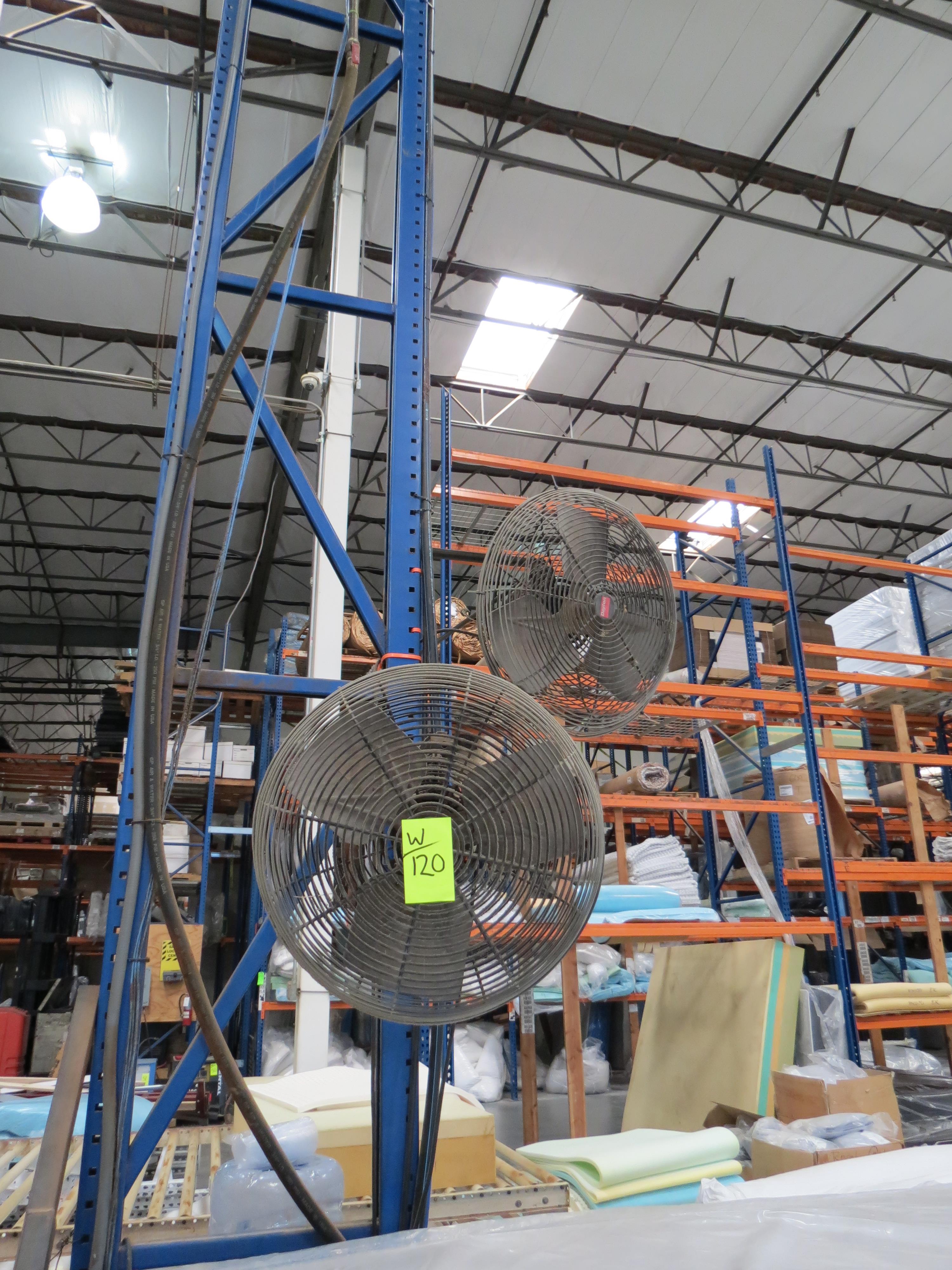 Lot 4-Assorted Wall Mounted Warehouse Fans