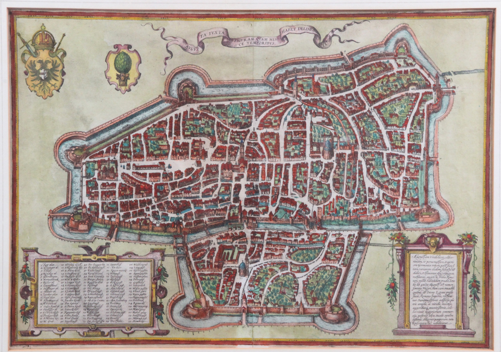 Stadtplan Augsburg, um 1600.Augsburg "AVGVSTA IVXTA FIGVRAM QVAM HIS CE ...