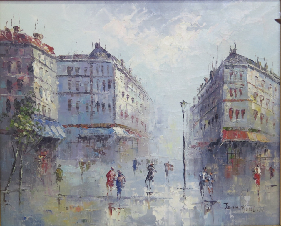 Jean Moulin Paris street scene Oil on canvas, signed, 40 x 50cm