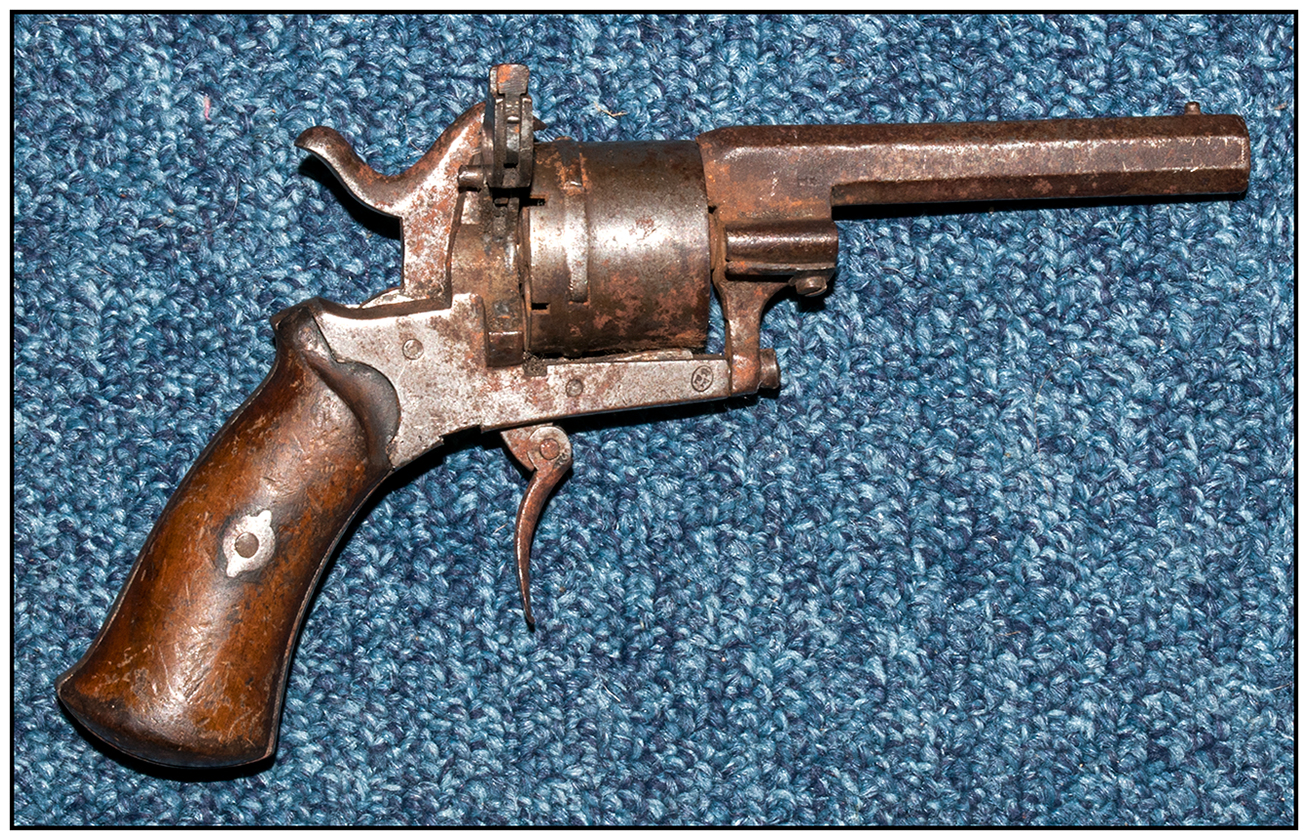 Pinfire 6 Shot Revolver With Folding Trigger, Liege Proof Marks