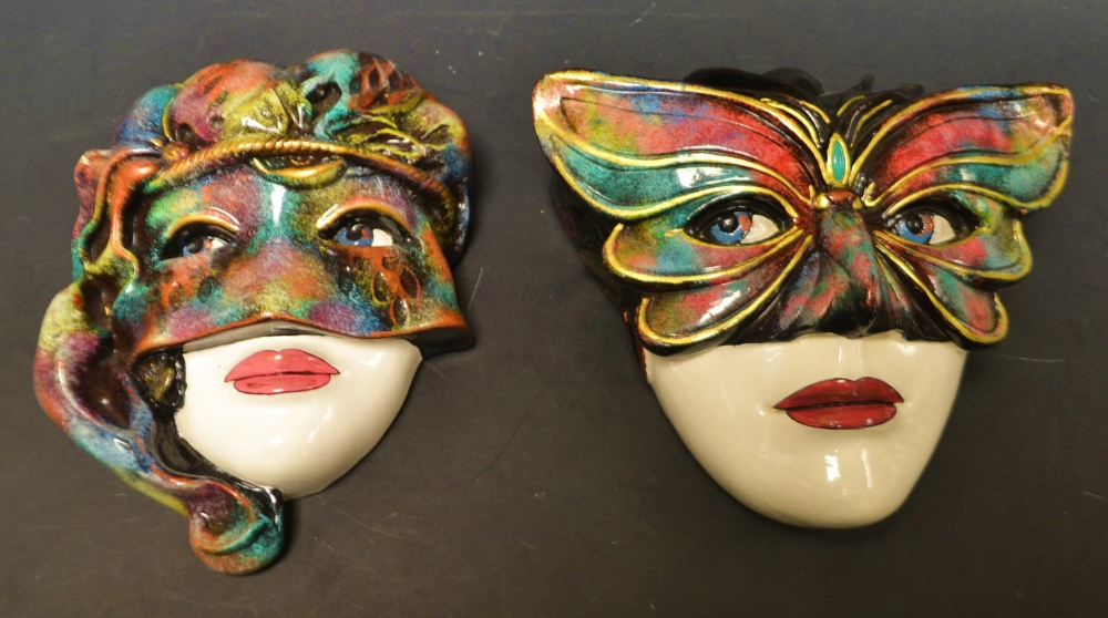 A pair of French Art Nouveau style masks, created by J Craffaello