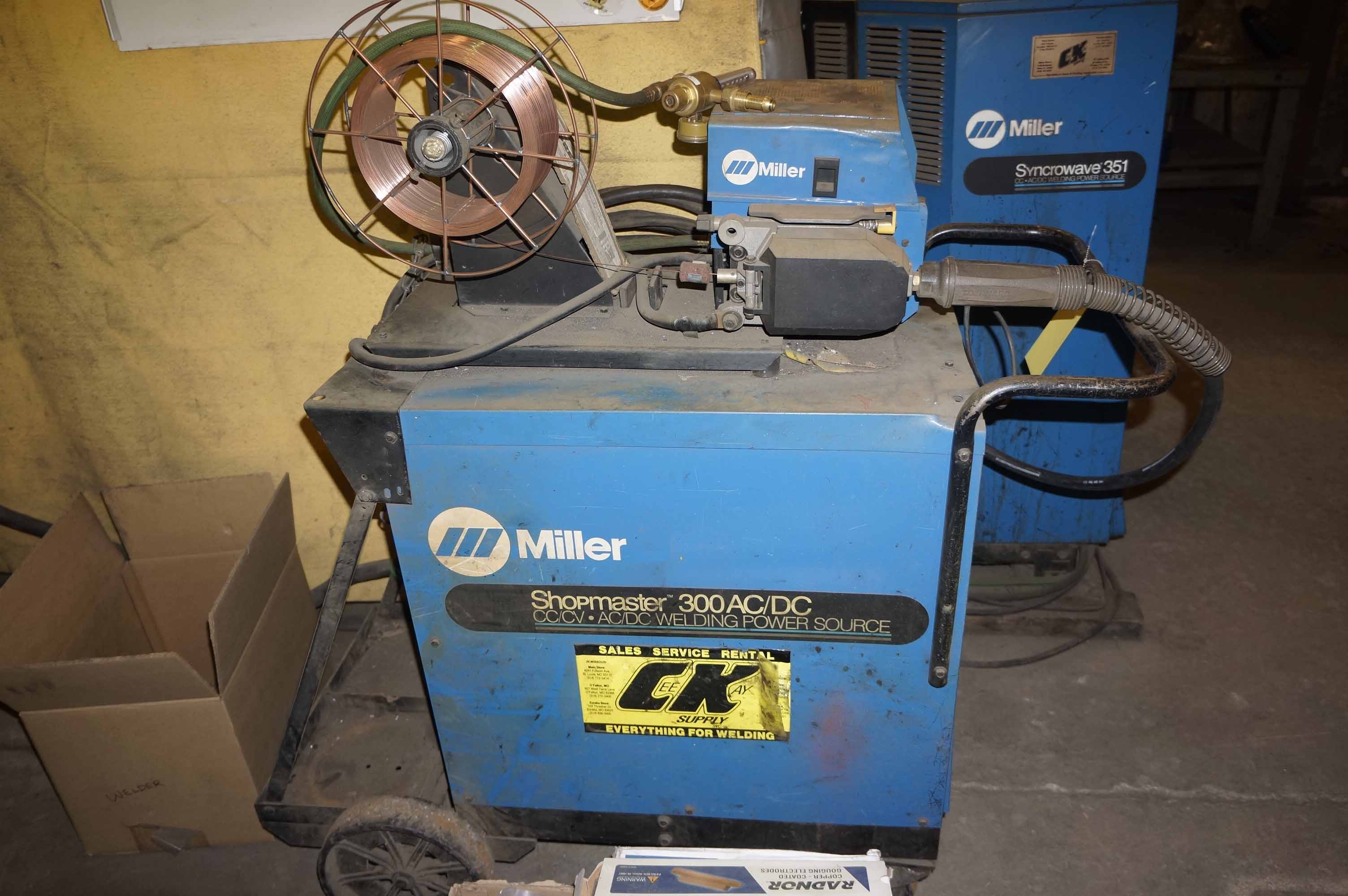 WELDING MACHINE, MILLER MDL. 300 AC/DC, w/Miller 60 Series 24 v. wire ...