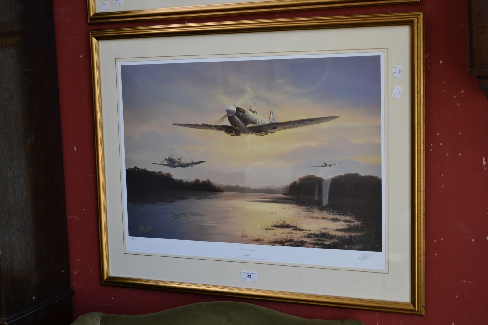 Barry Price, Spitfire sunset, signed,print ,limited edition.