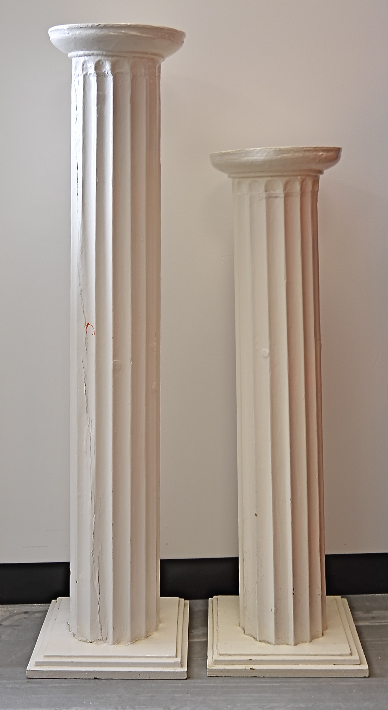 Two 20th Century hardwood plinths, modelled as Roman columns with ...