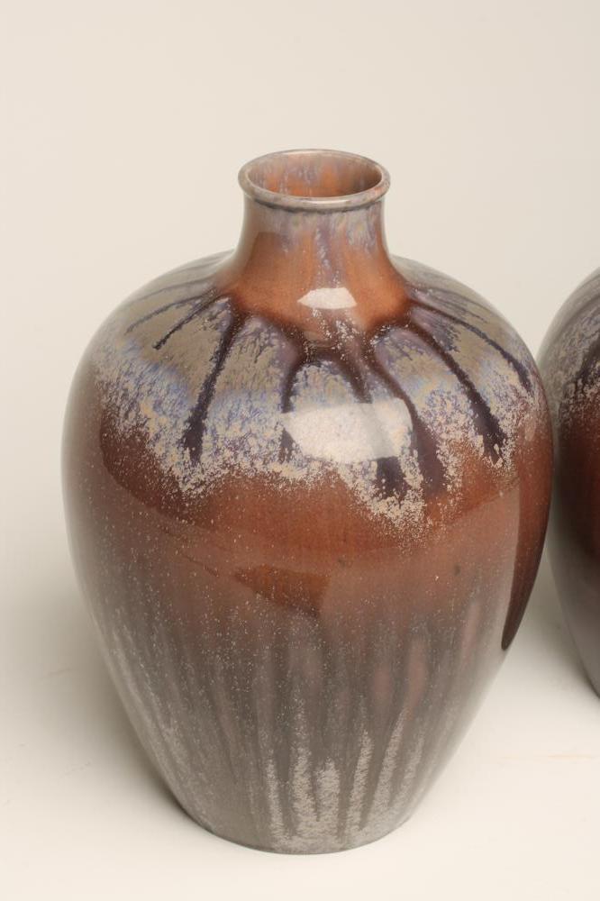 A PAIR OF ASHWORTH ART POTTERY VASES, early 20th century, of rounded ...