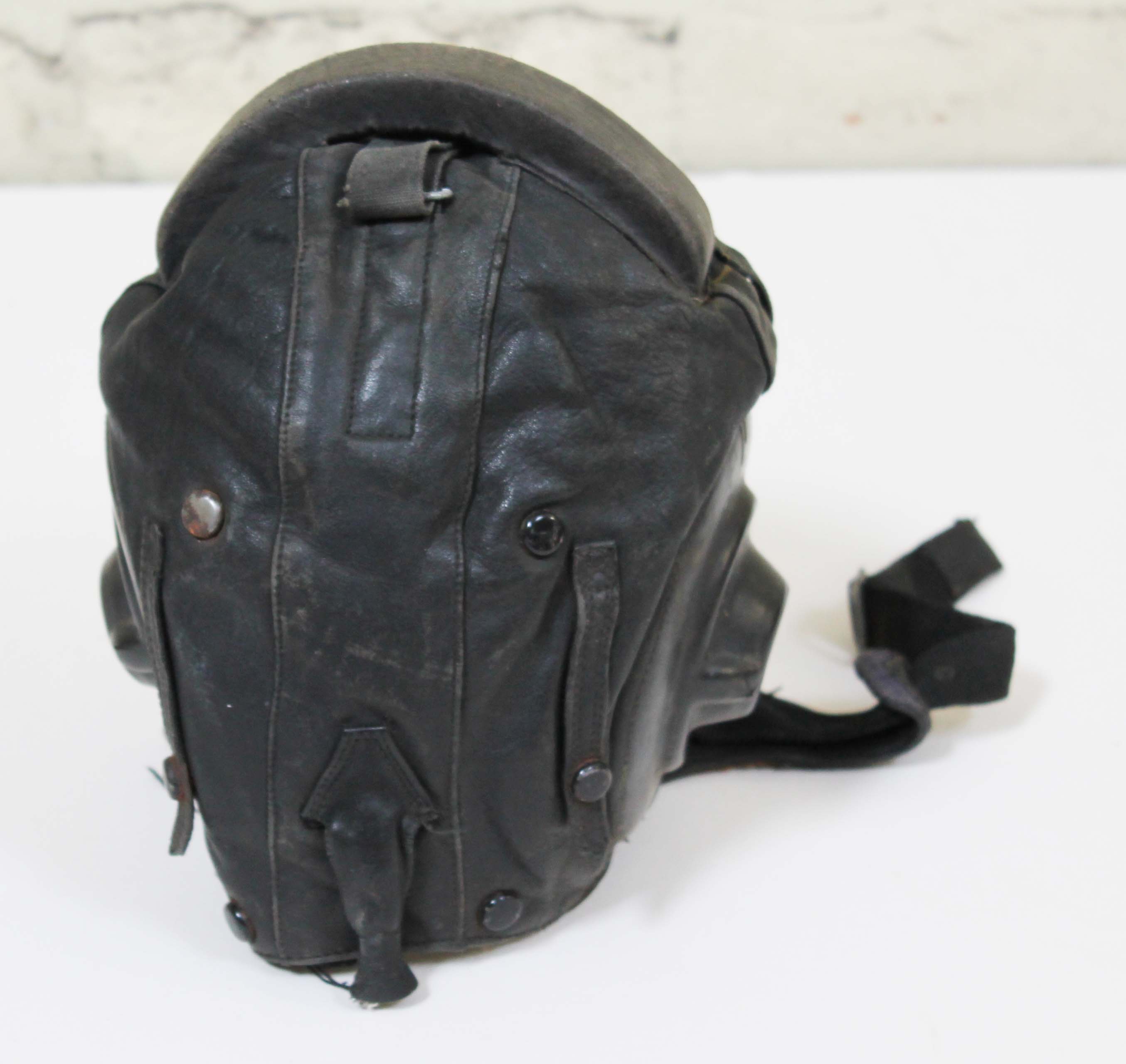 A Russian WWII tank driver's leather hat.