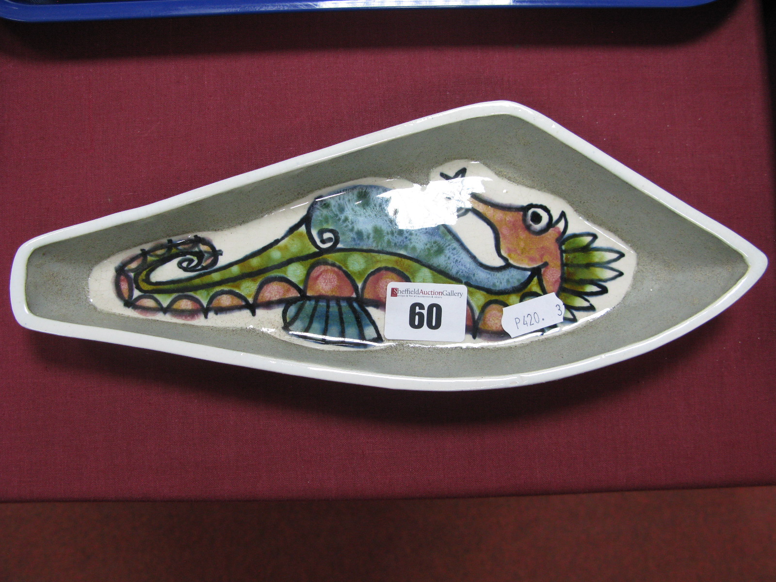 (John) Reilly, Ventnor Studio Pottery Dish, the inner base enamelled ...