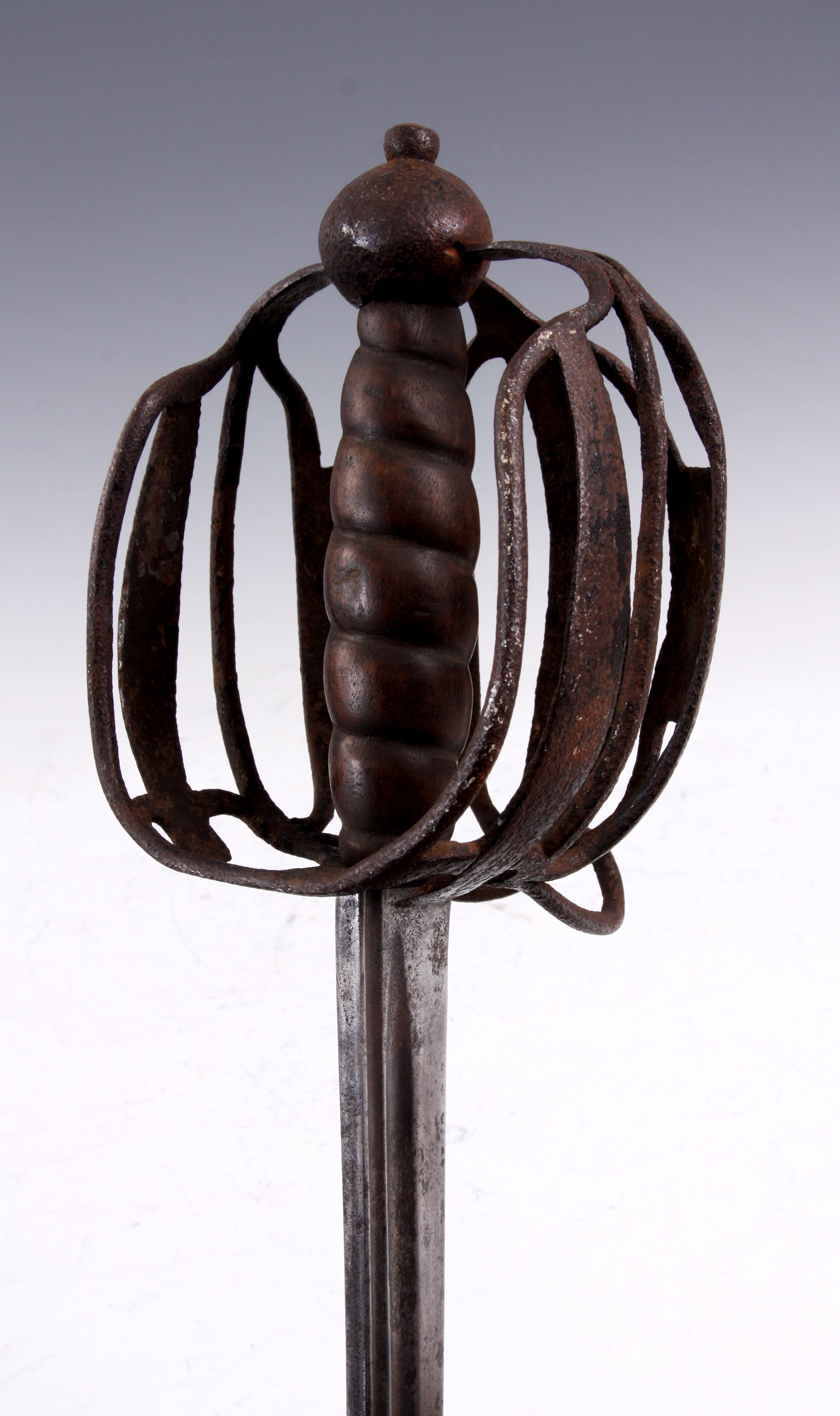 A 17th CENTURY SCOTTISH BASKET HILTED BACKSWORD with unusual double ...
