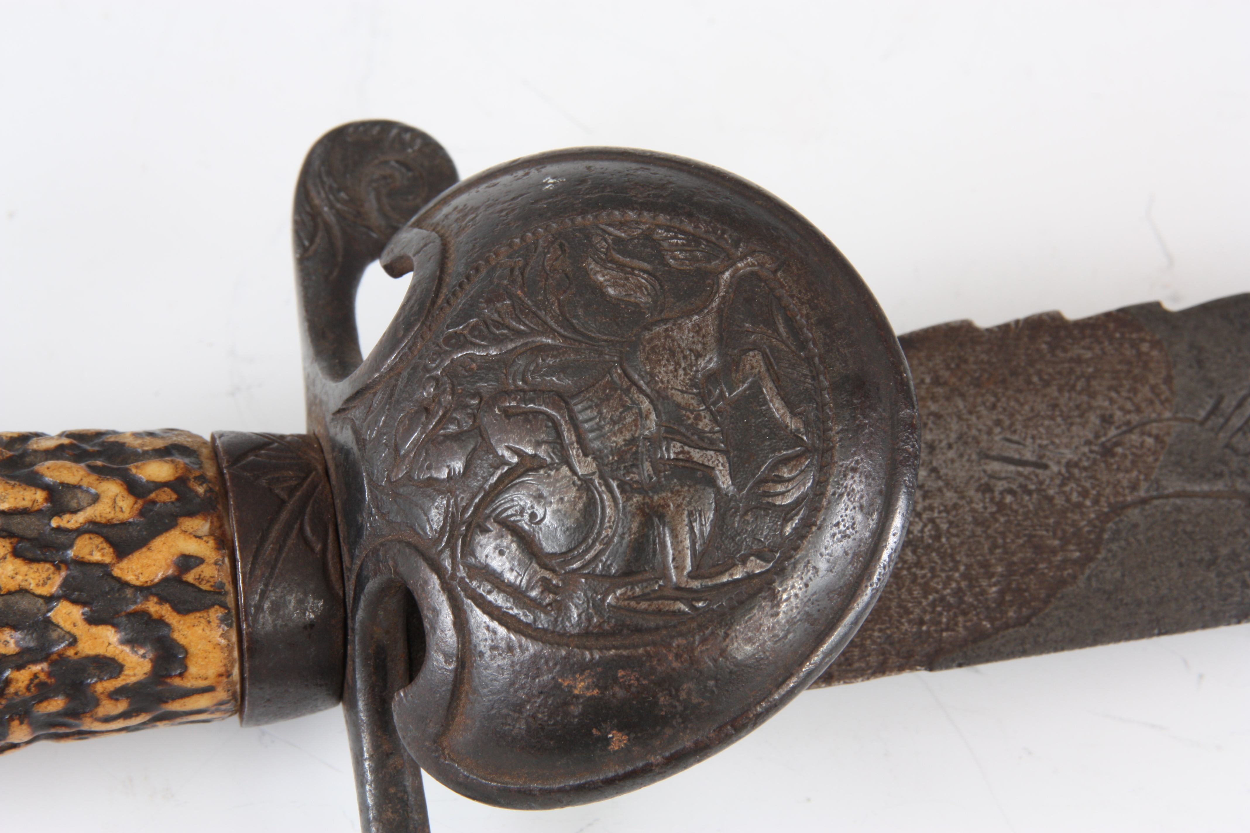 A 17th CENTURY ENGLISH HUNTING HANGER SWORD WITH SAWBACK BLADE the ...