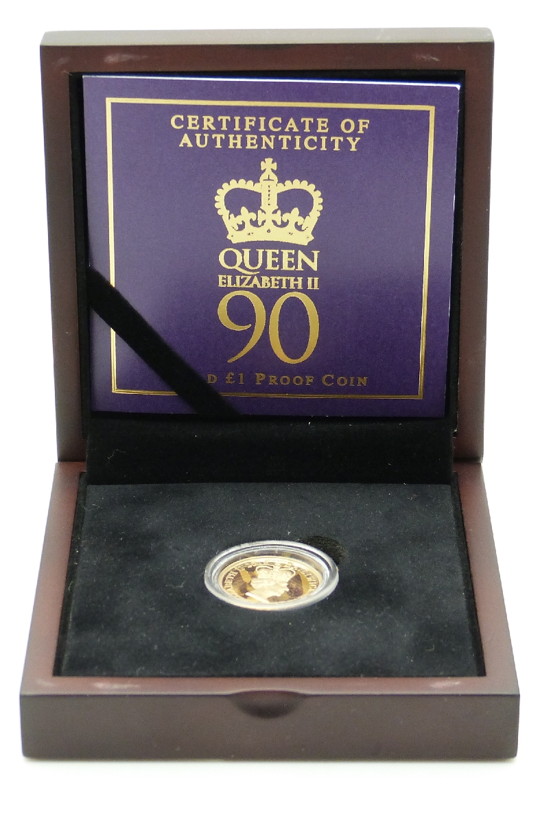 Queen Elizabeth II 2016 90th Birthday 'CPM' gold one pound proof coin ...