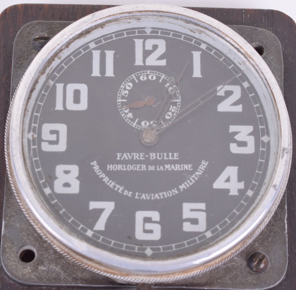 WW1 French Aircraft Clock, black dial with silver Arabic number ...
